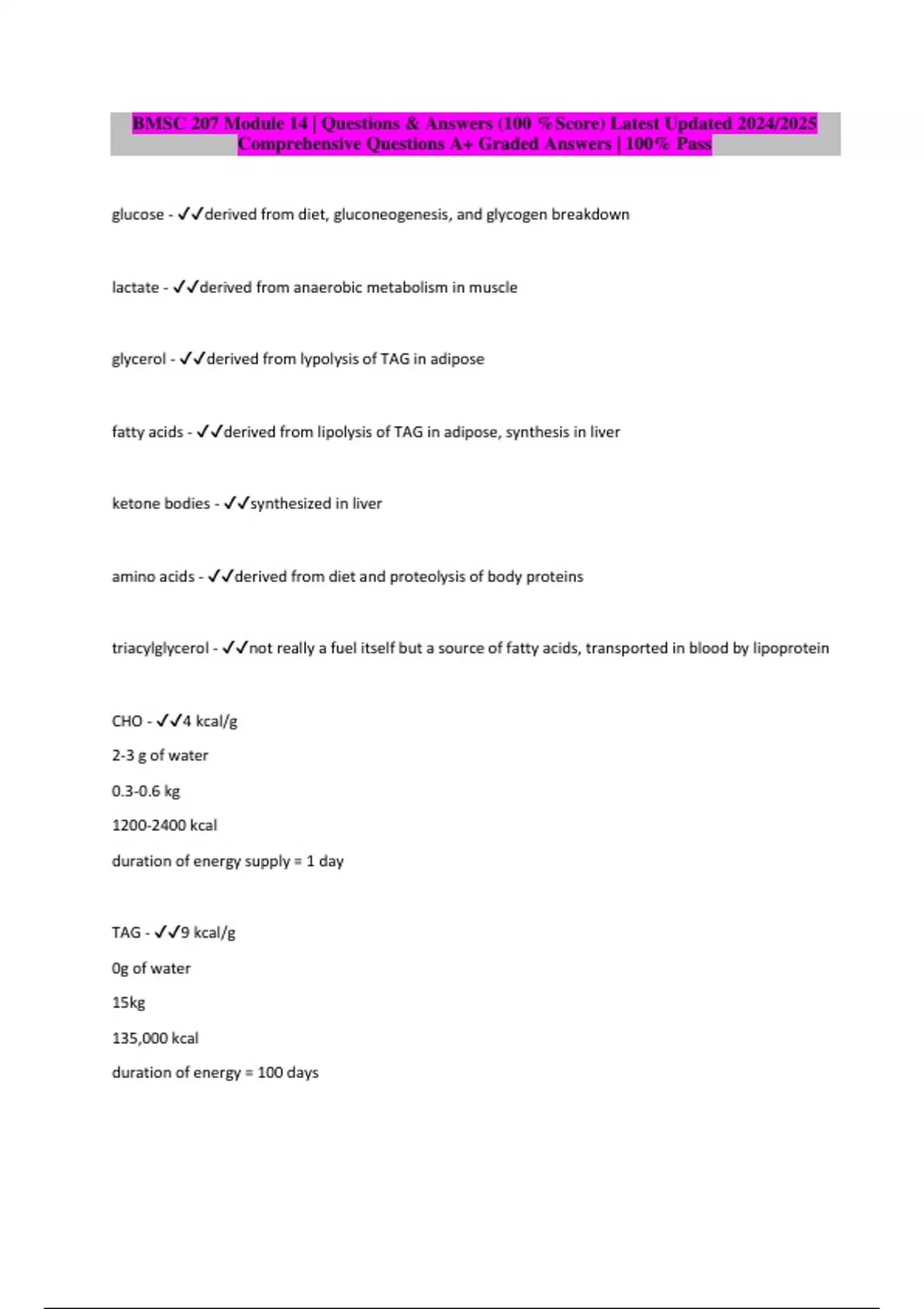 Bmsc 207 Module 14 Questions And Answers 100 Score Latest Updated 2024 2025 Comprehensive