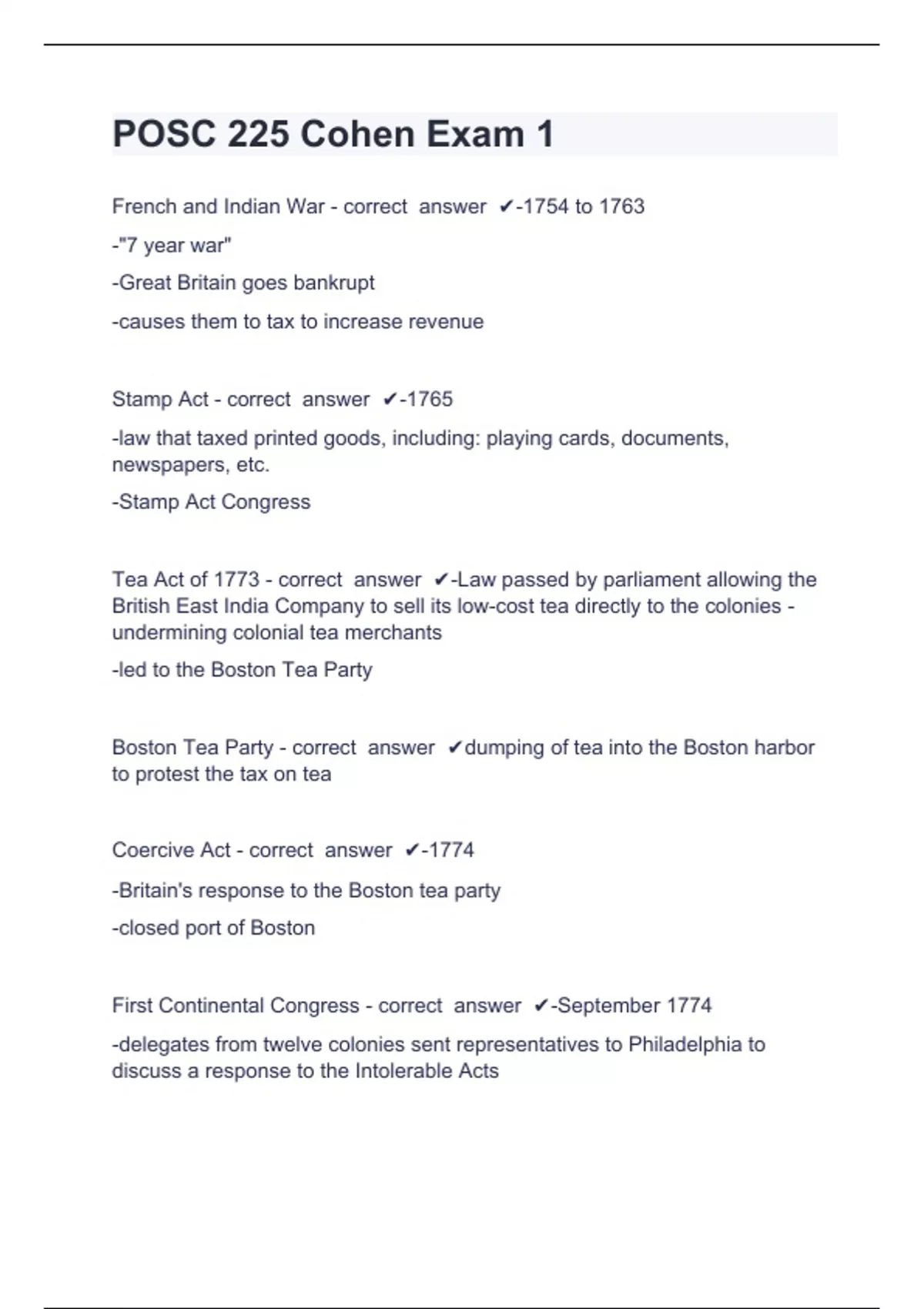 POSC 225 Cohen Exam 1 Nightingale College Questions with complete solution - POSC 225 - Stuvia US