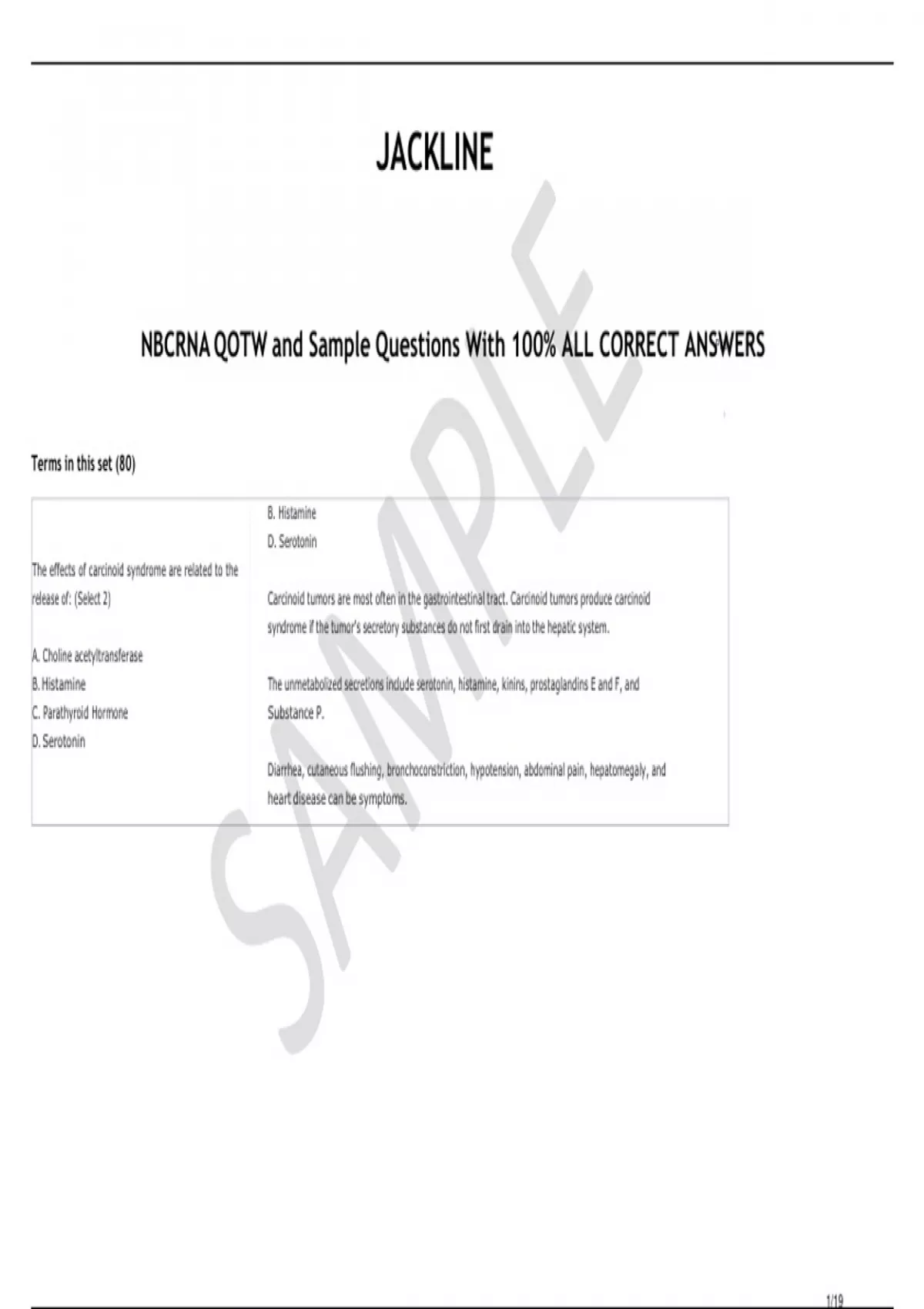 NBCRNA QOTW and Sample Questions With 100% ALL CORRECT ANSWERS - Crim ...