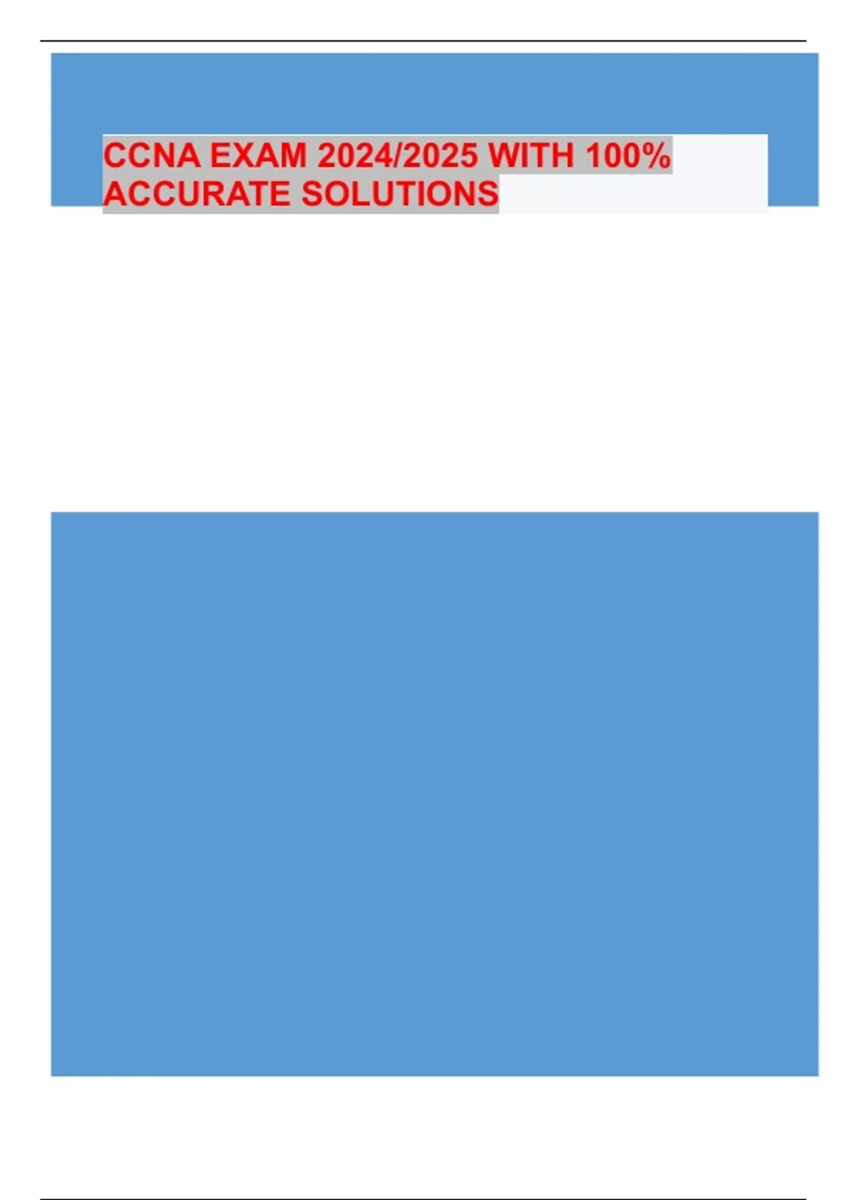 CCNA EXAM 2024/2025 WITH 100% ACCURATE SOLUTIONS - CCNA 1 - Stuvia US