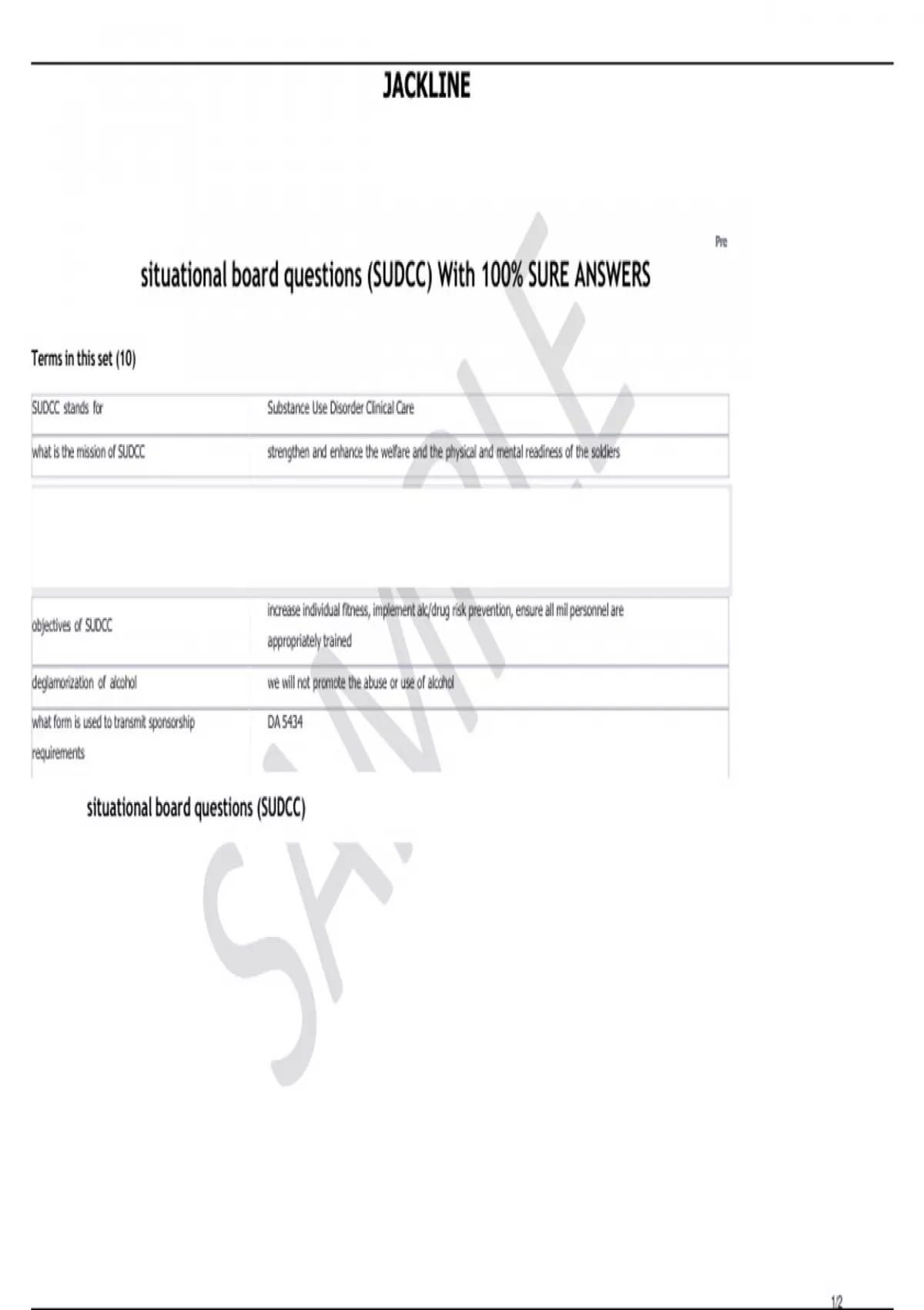 situational board questions (SUDCC) With 100% SURE ANSWERS - Army Board ...
