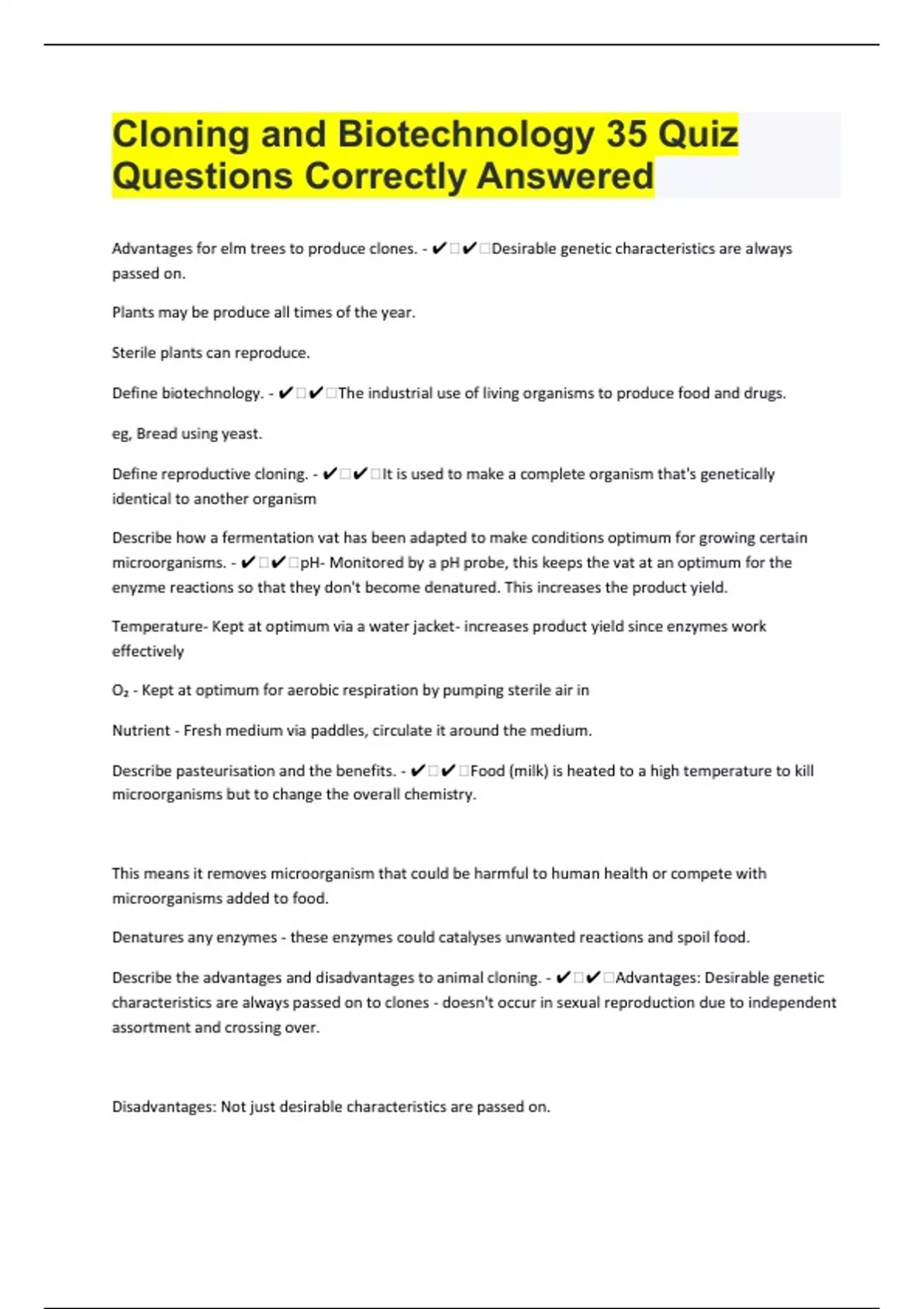 Cloning and Biotechnology 35 Quiz Questions Correctly Answered ...