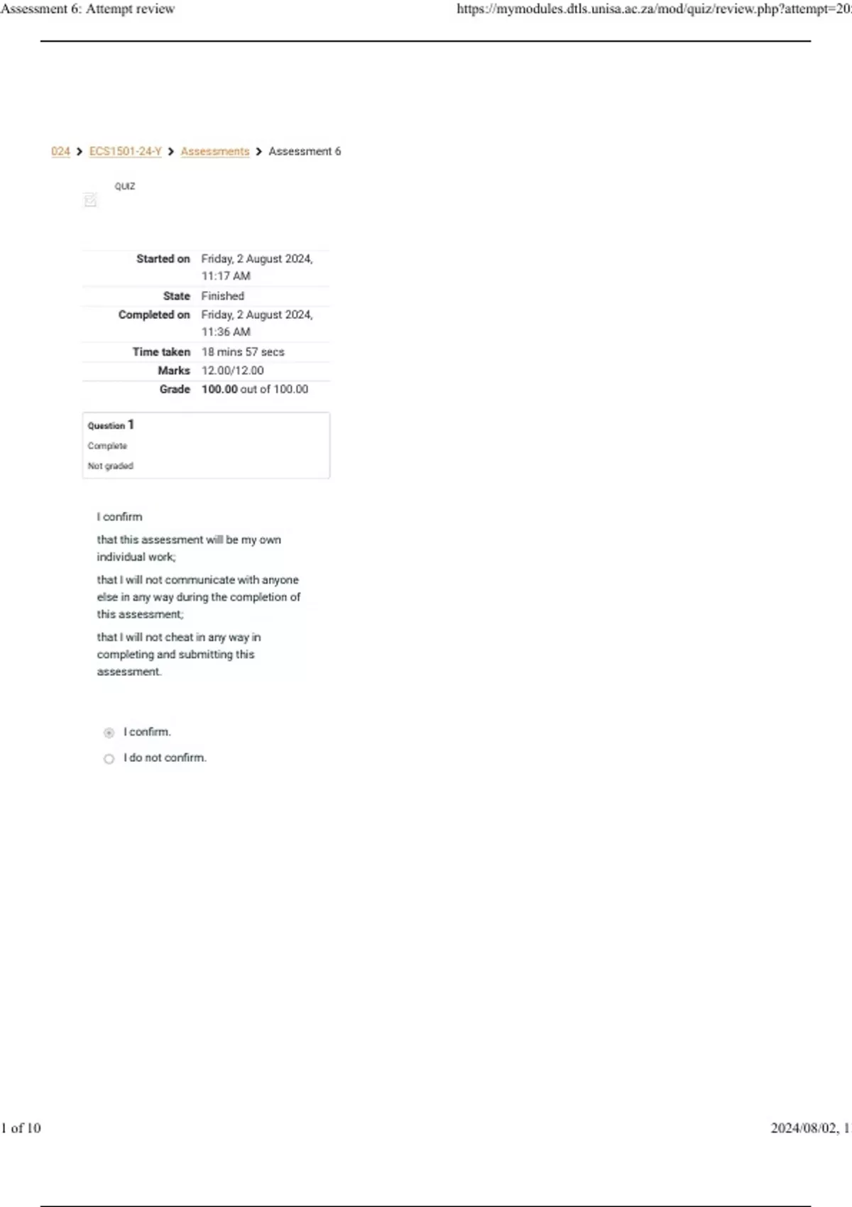 Ecs1501 Assignment 6 2024 - Economics IA - Stuvia SA