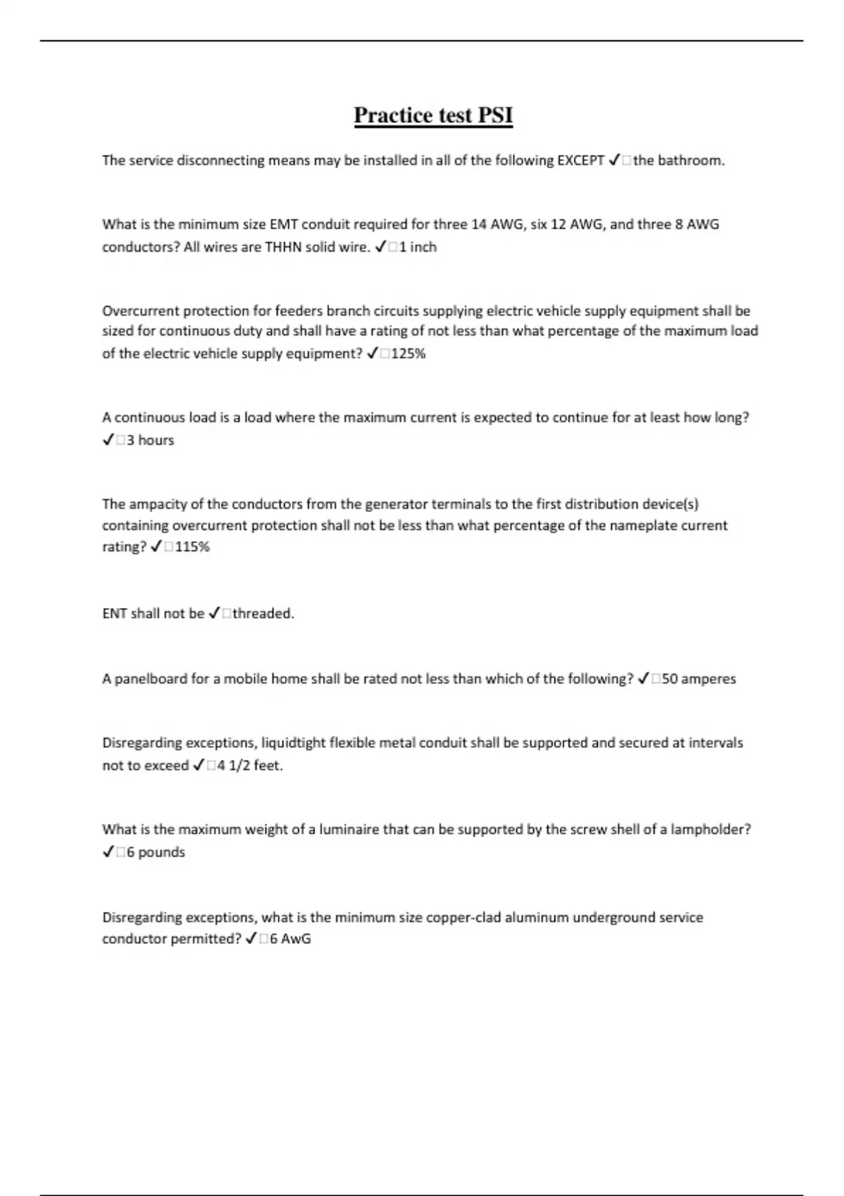 Practice Test PSI Practice Test PSI Stuvia UK