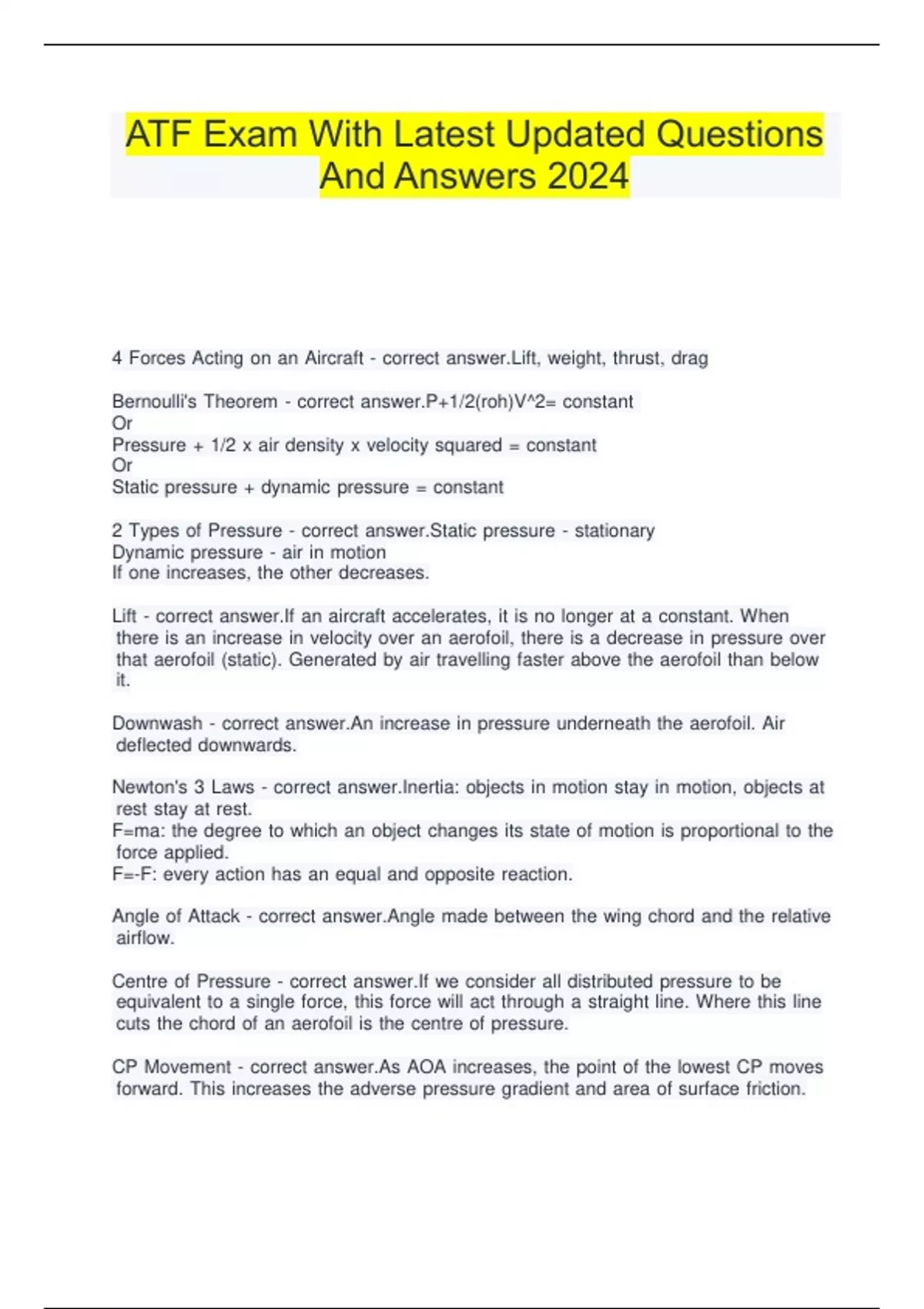 ATF Exam With Latest Updated Questions And Answers 2024 - ATF - Stuvia US