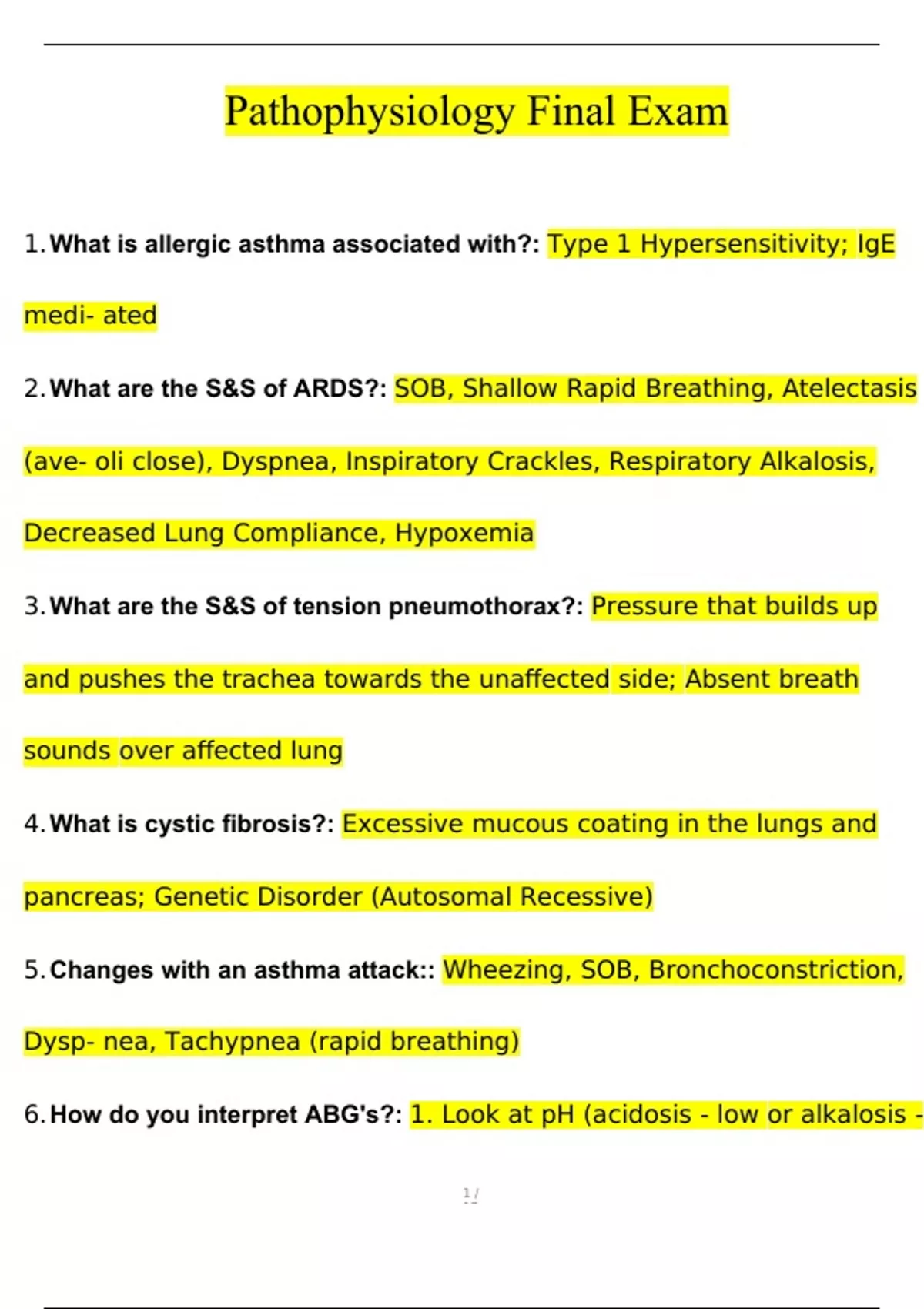 Pathophysiology Final Exam Questions and Answers (2024 / 2025 ...