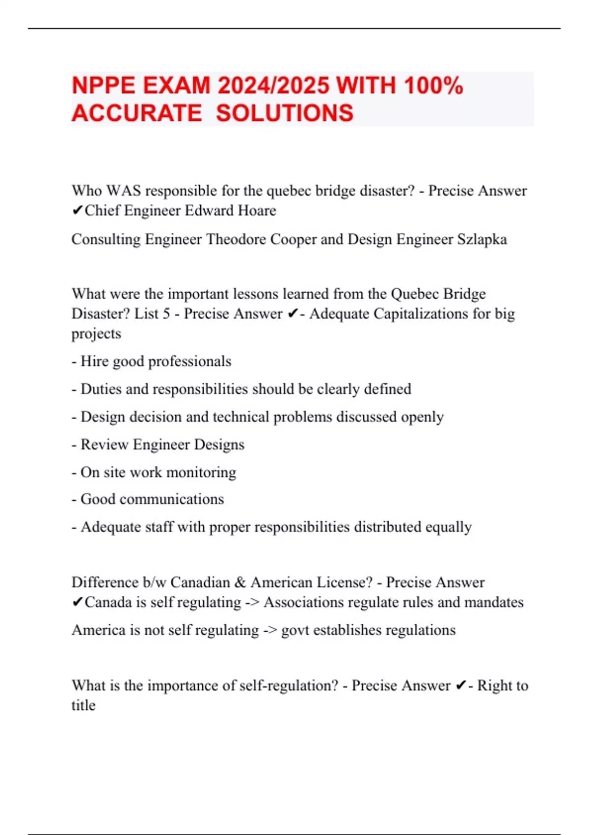 NPPE EXAM 2024/2025 WITH 100% ACCURATE SOLUTIONS - NPPE - Stuvia US