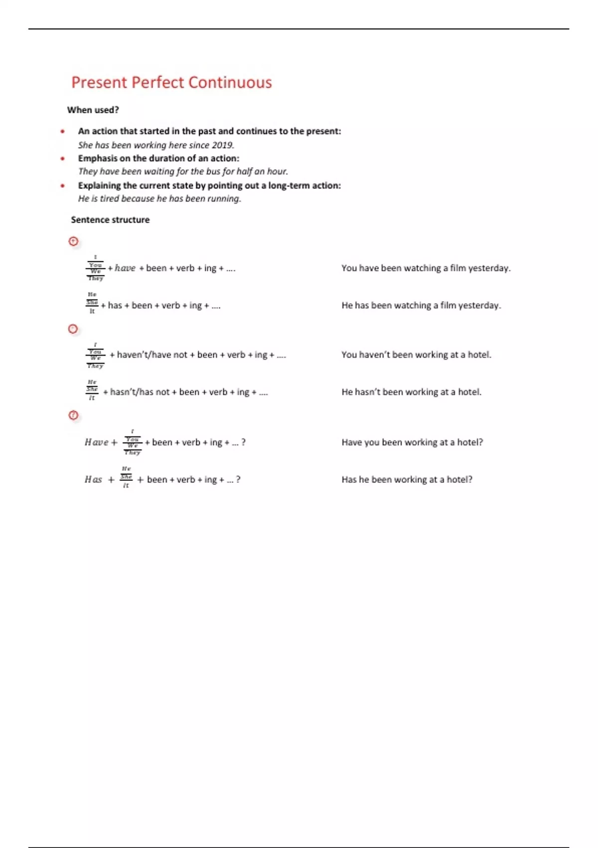 Present Perfect Continuous - English - Stuvia US