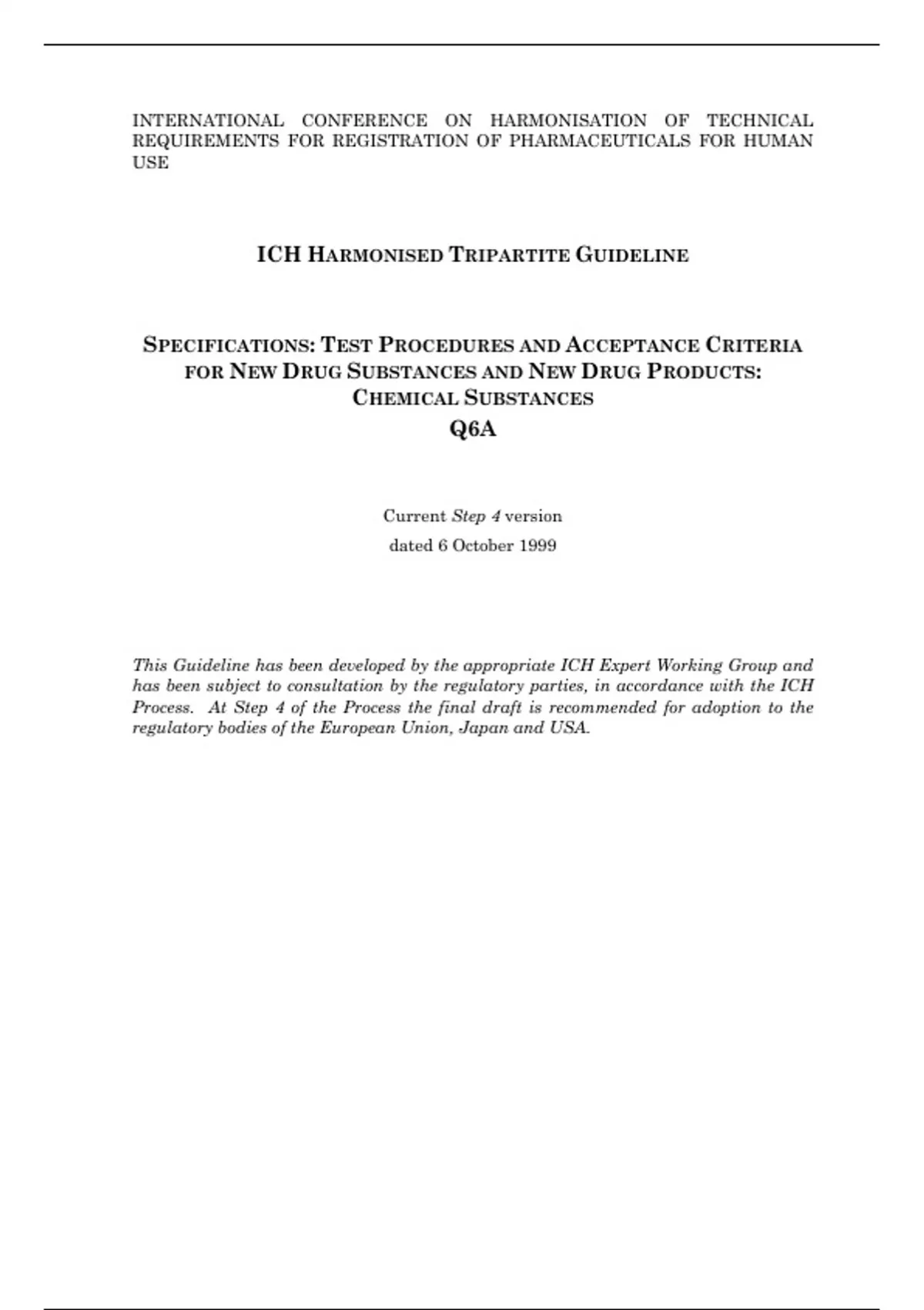 INTERNATIONAL CONFERENCE ON HARMONISATION OF TECHNICAL REQUIREMENTS FOR ...