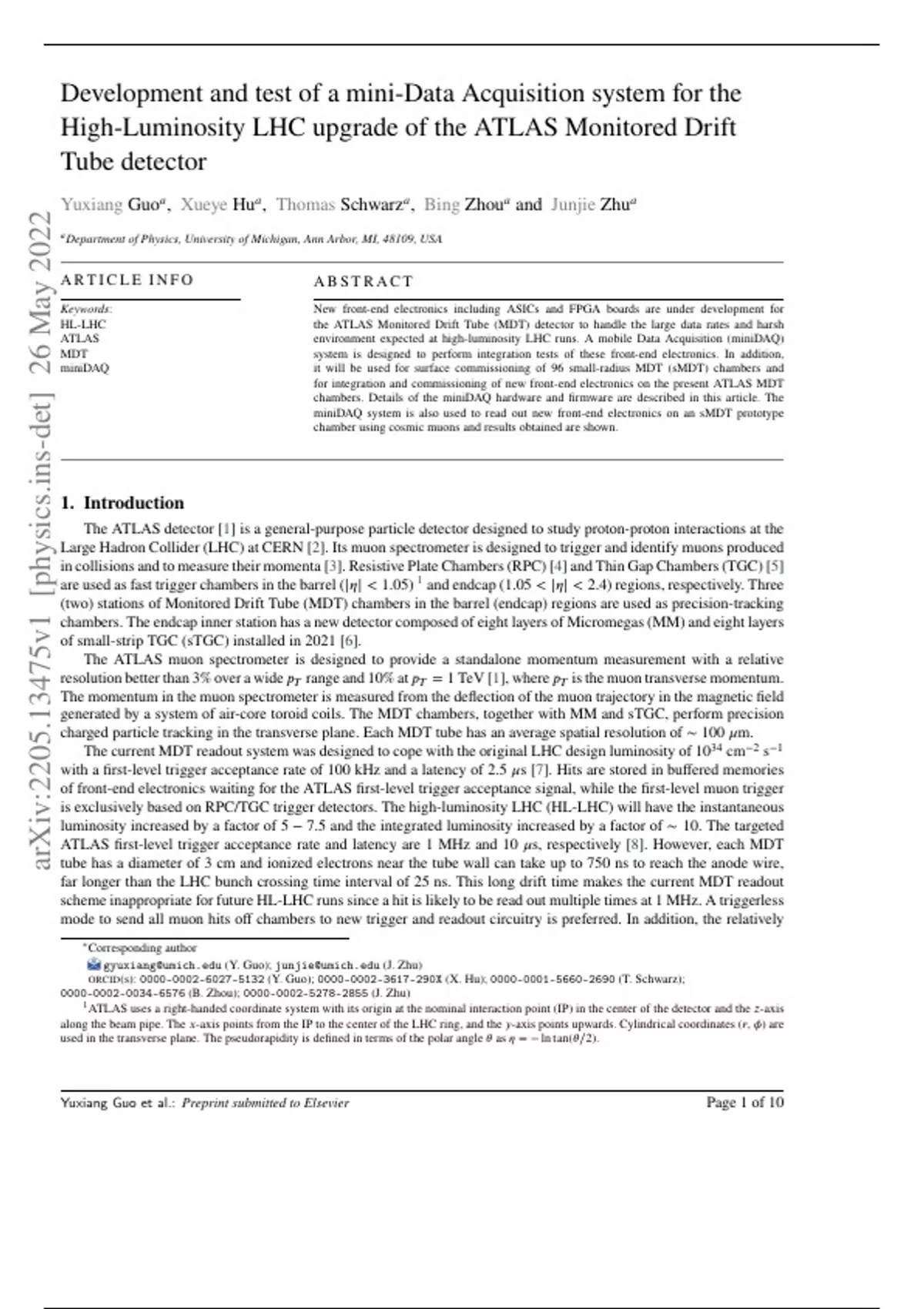 Development and test of a mini-Data Acquisition system for the High ...