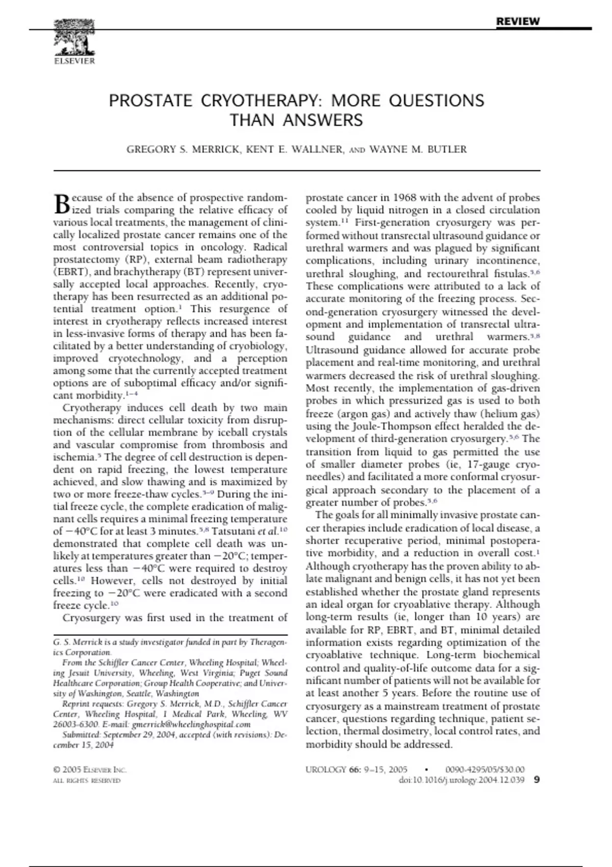 PROSTATE CRYOTHERAPY: MORE QUESTIONS THAN ANSWERS - PROSTATE ...