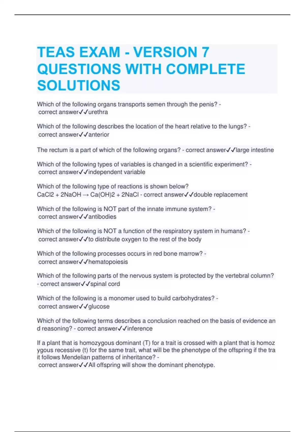 ATI TEAS VERSION 7 ENGLISH QUESTIONS WITH COMPLETE SOLUTIONS - Stuvia US