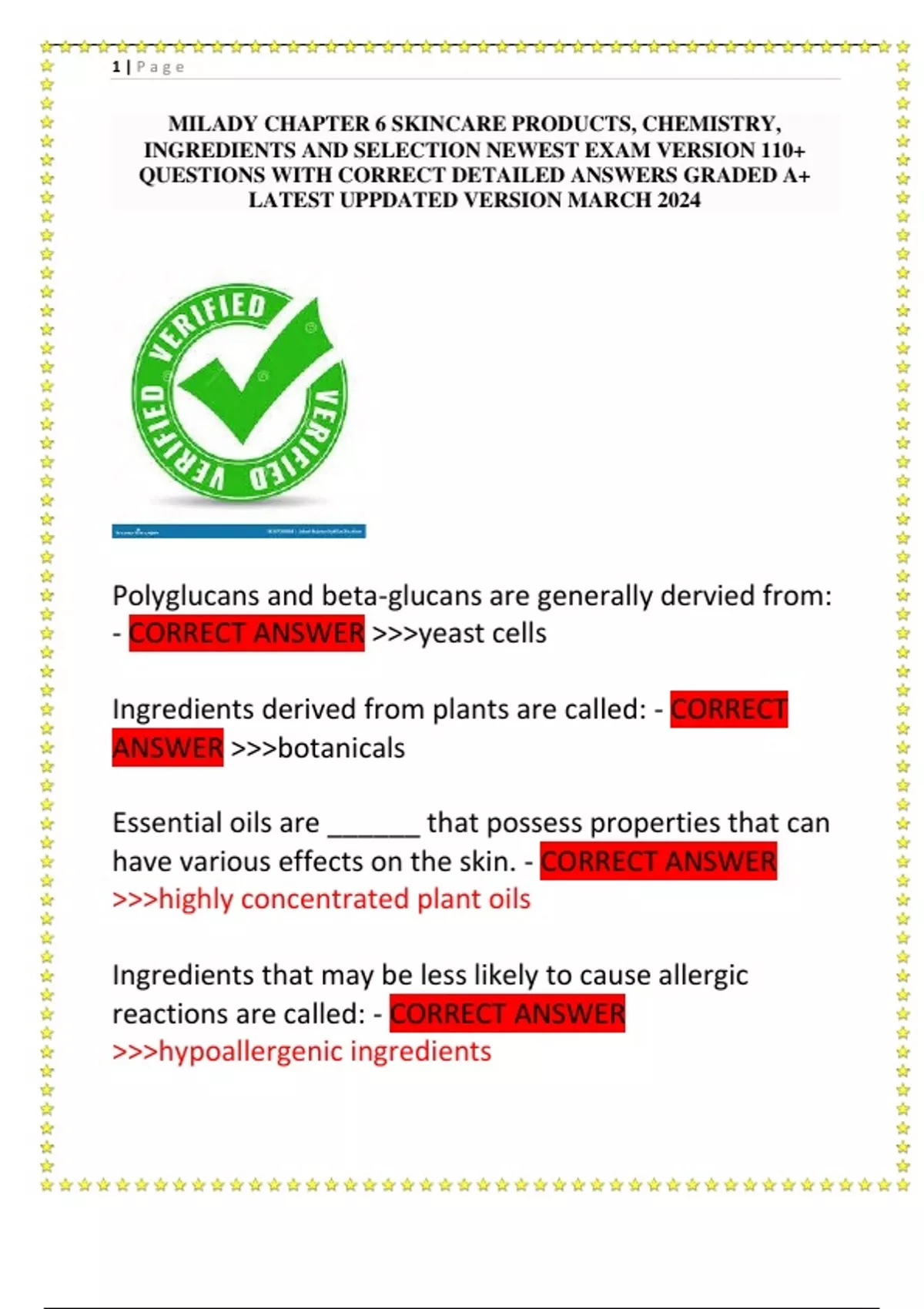 MILADY CHAPTER 6 SKINCARE PRODUCTS, CHEMISTRY, INGREDIENTS AND ...