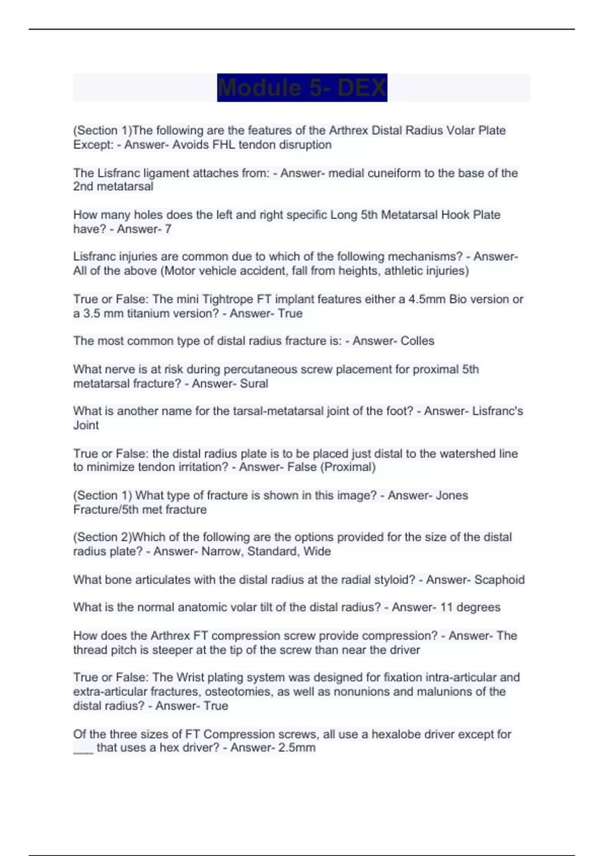 Module 5- DEX Questions with Correct Answers - Module 5- DEX - Stuvia US