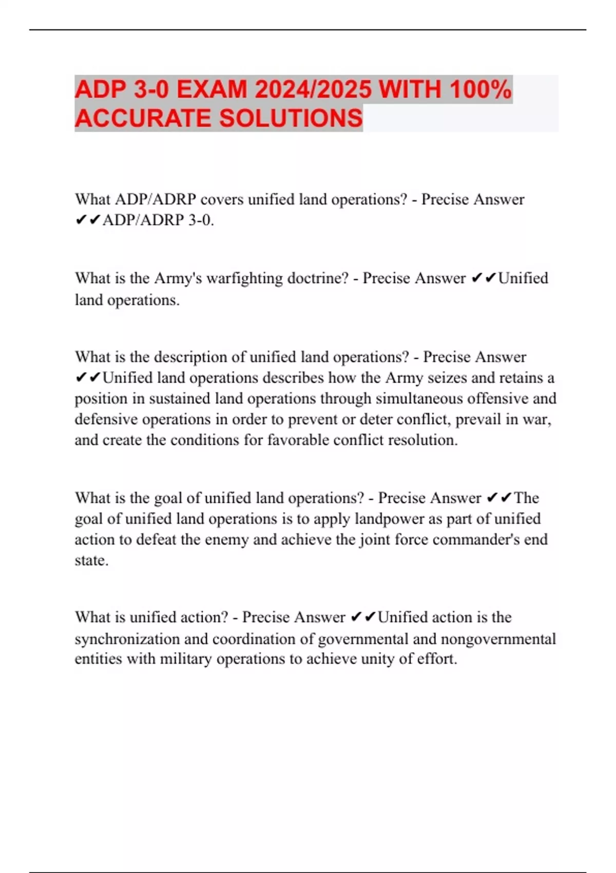 ADP 3-0 EXAM 2024/2025 WITH 100% ACCURATE SOLUTIONS - ADP 3-0 - Stuvia US