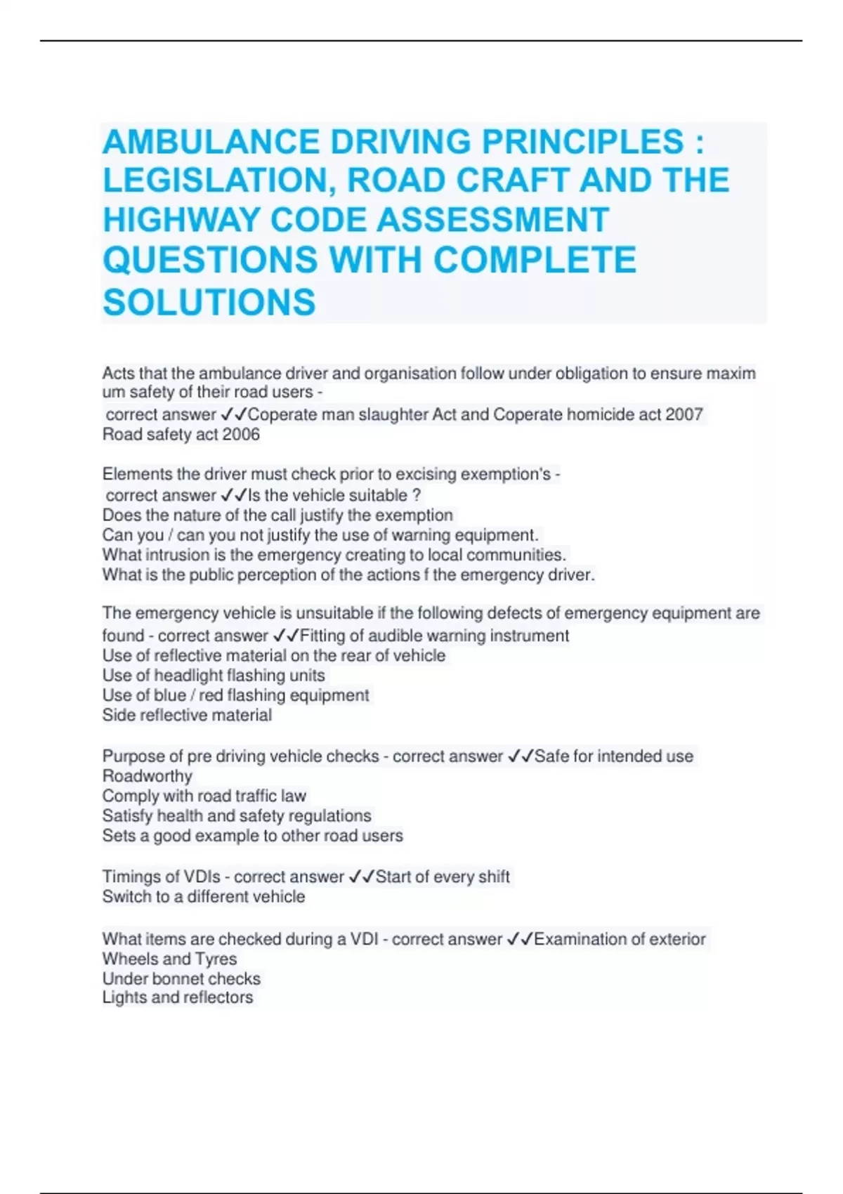 AMBULANCE DRIVING PRINCIPLES : LEGISLATION, ROAD CRAFT AND THE HIGHWAY ...