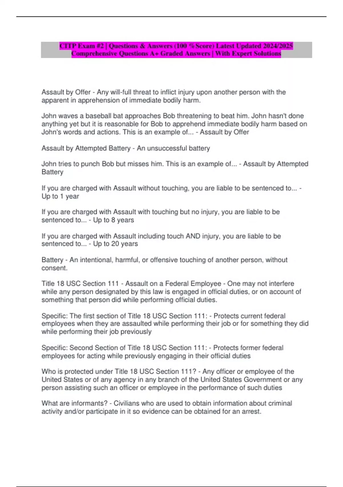 Citp Exam 2 Questions And Answers 100 Score Latest Updated 2024 2025 Comprehensive Questions