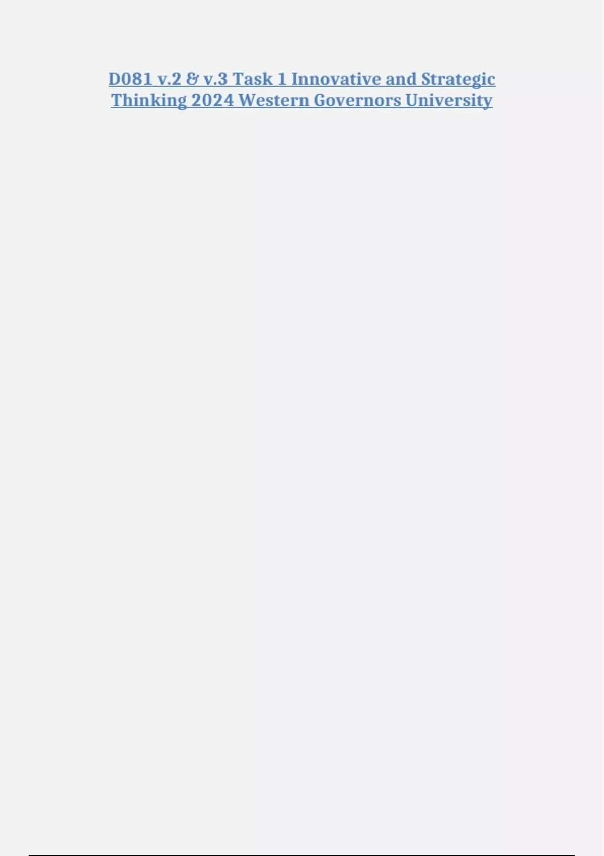 D081 v.2 & v.3 Task 1 Innovative and Strategic Thinking 2024 Western ...