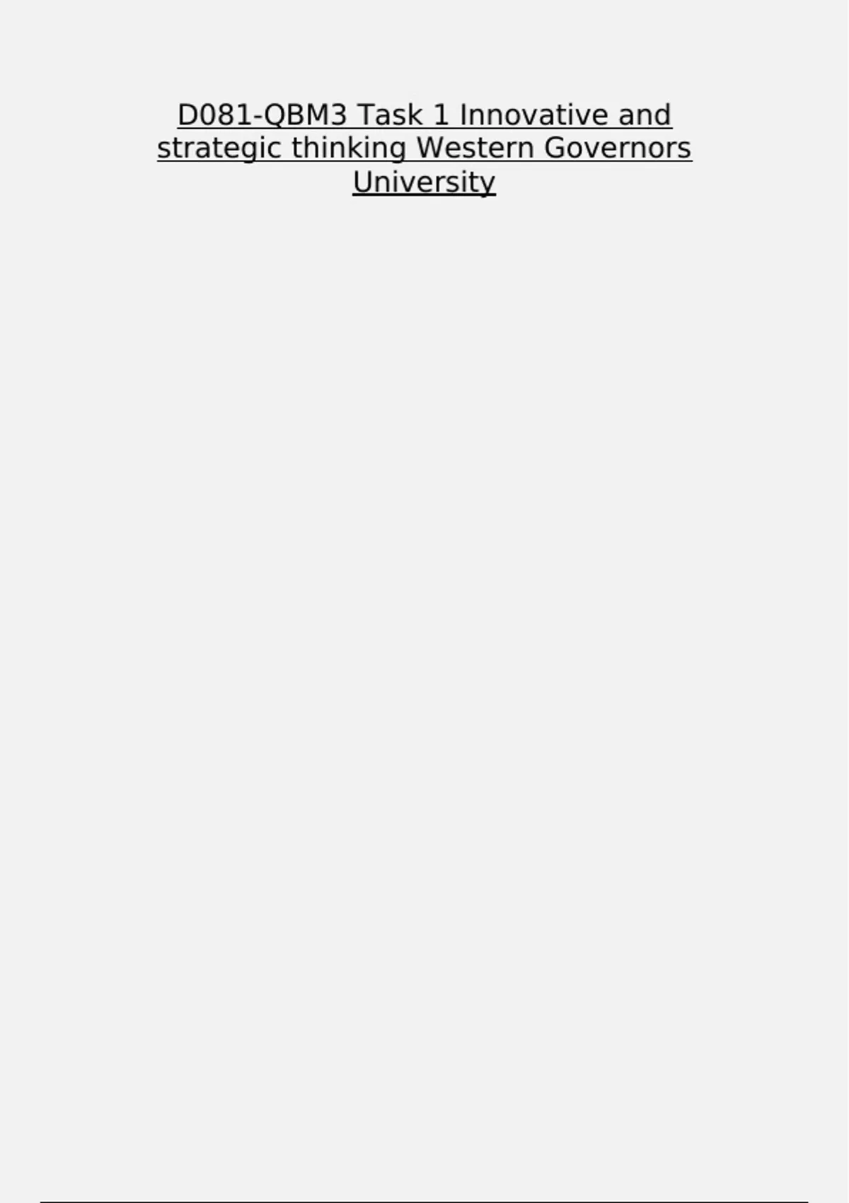 D081-QBM3 Task 1 Innovative and strategic thinking Western Governors ...