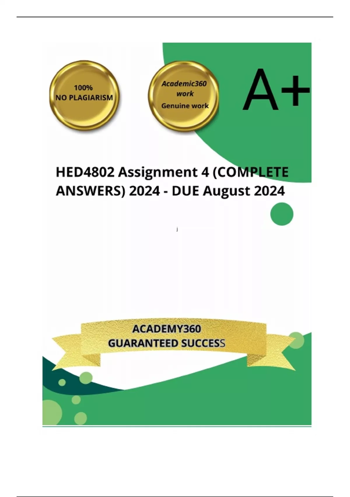 HED4802 Assignment 4 (COMPLETE ANSWERS) 2024 - DUE August 2024 ; 100% TRUSTED Complete, trusted ...