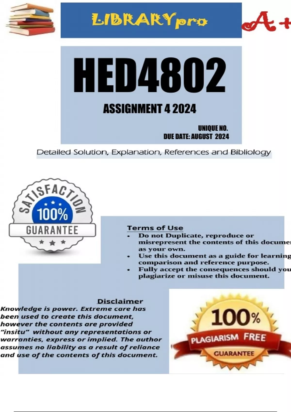 HED4802 Assignment 4 Full Solutions 2024 - Curriculum Studies (HED4802) - Stuvia SA
