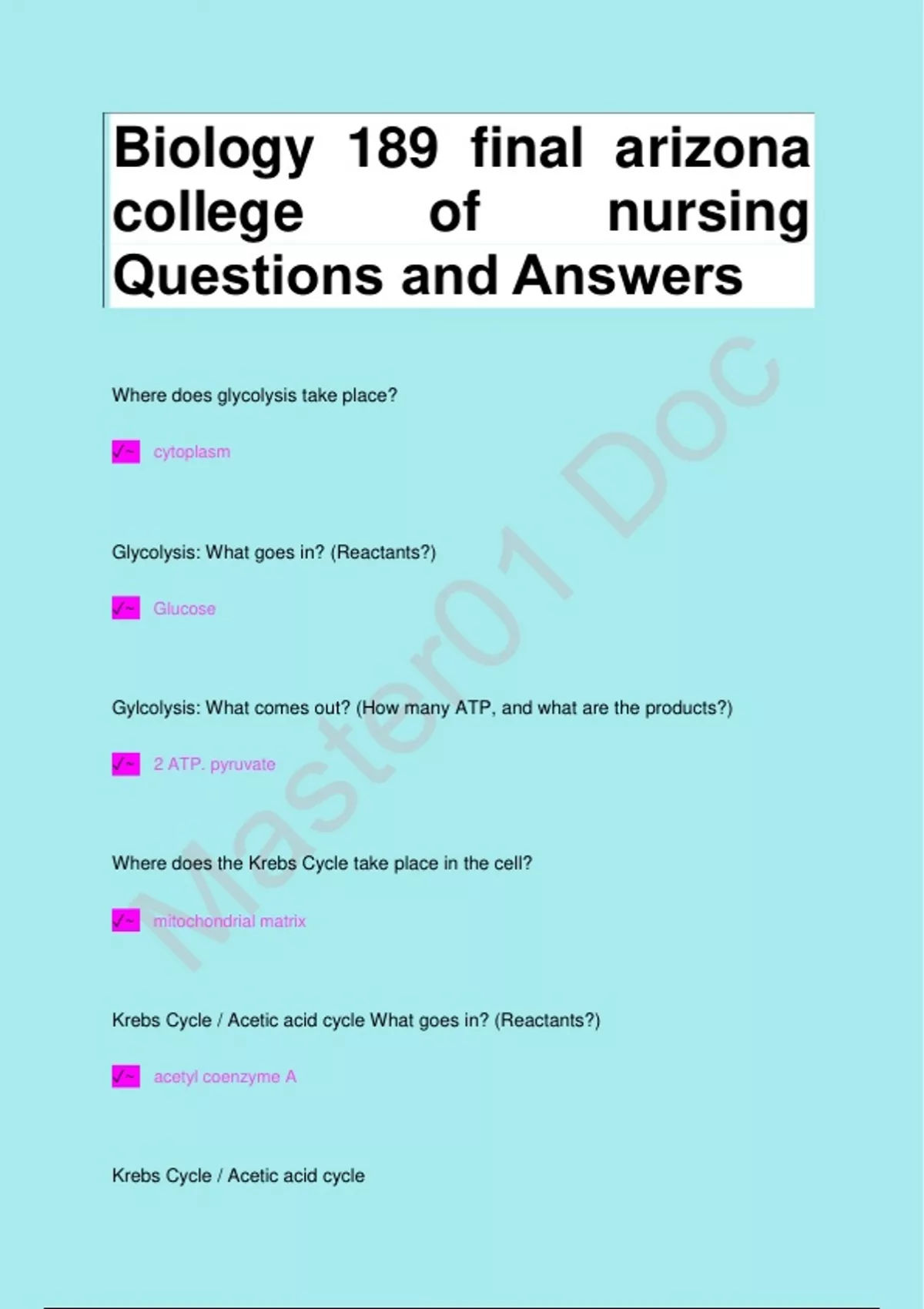 Biology 189 final arizona college of nursing Questions and Answers ...