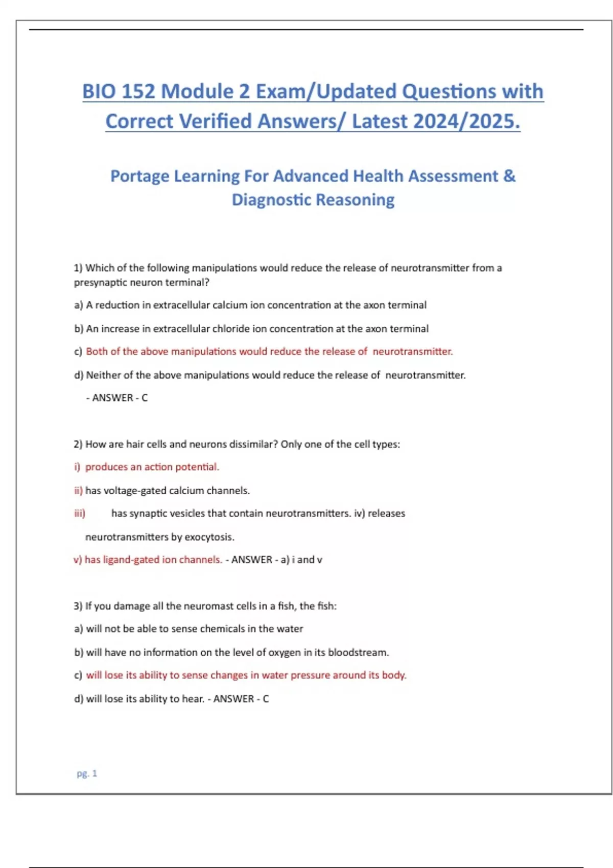 BIO 152 Module 2 Exam/Updated Questions with Correct Verified Answers ...