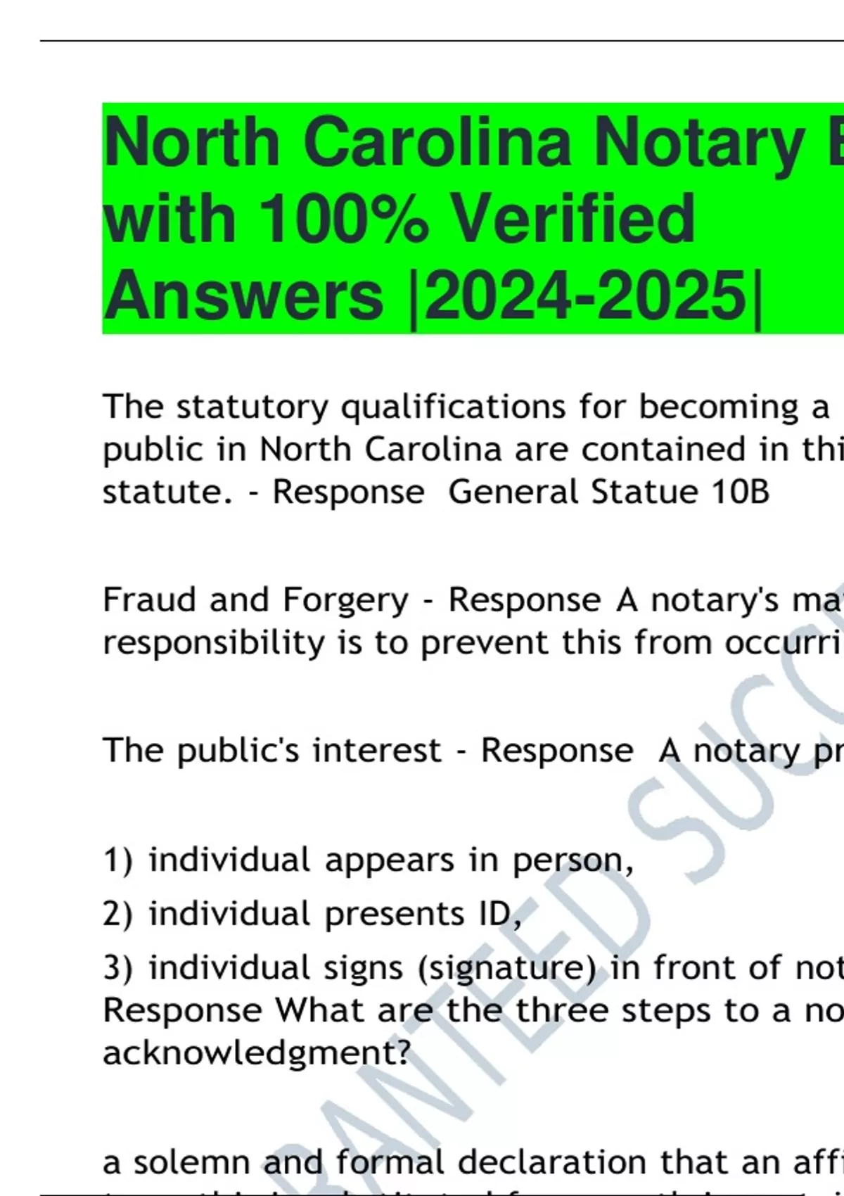 North Carolina Notary Exam 2024 with 100% Verified Answers || - North ...