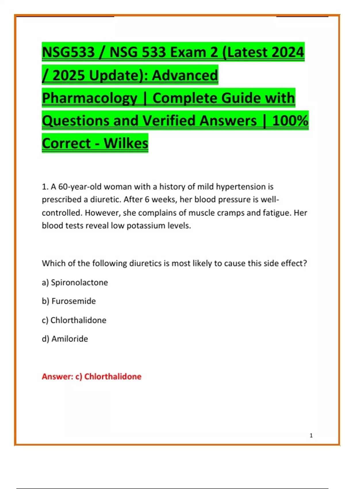 NSG533 / NSG 533 Exam 2 (Latest 2024 / 2025 Update): Advanced ...