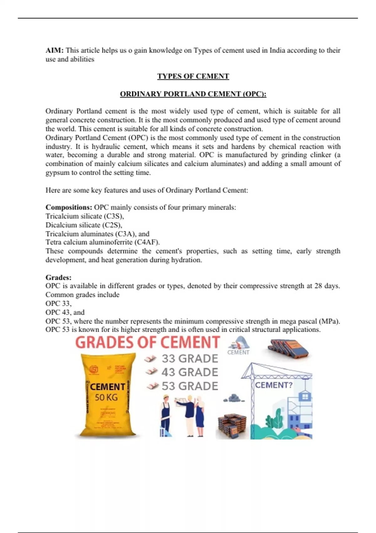 Types of cement - Construction Technology (CE511PE) - Stuvia US