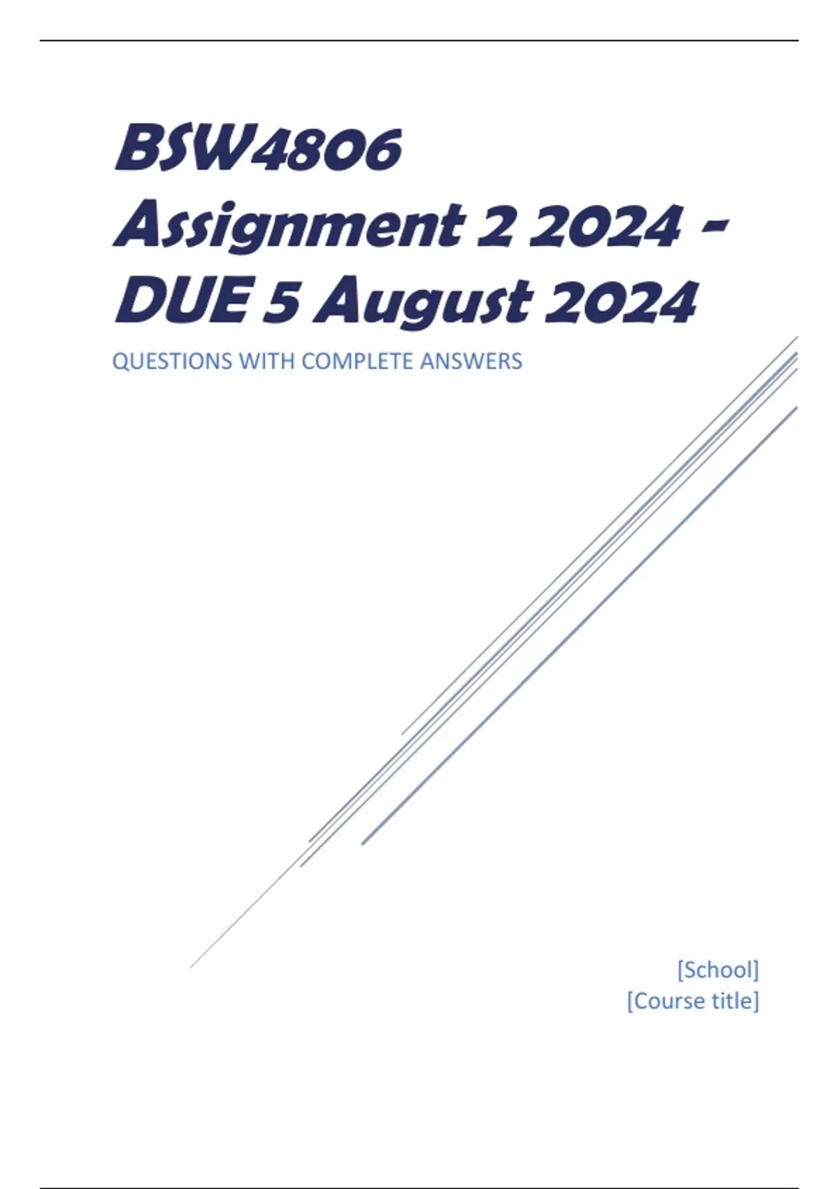 BSW4806 Assignment 2 2024 - DUE 5 August 2024 - BSW4806 (BSW4806 ...