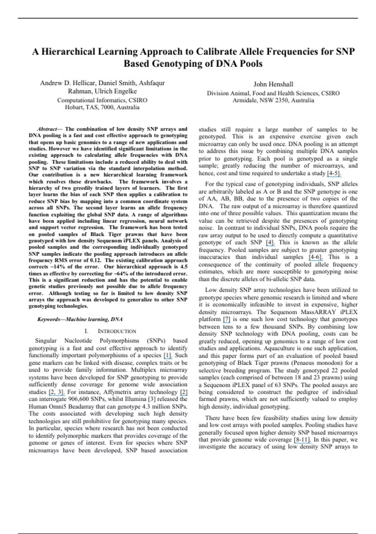 A Hierarchical Learning Approach to Calibrate Allele Frequencies for SNP Based Genotyping of DNA ...