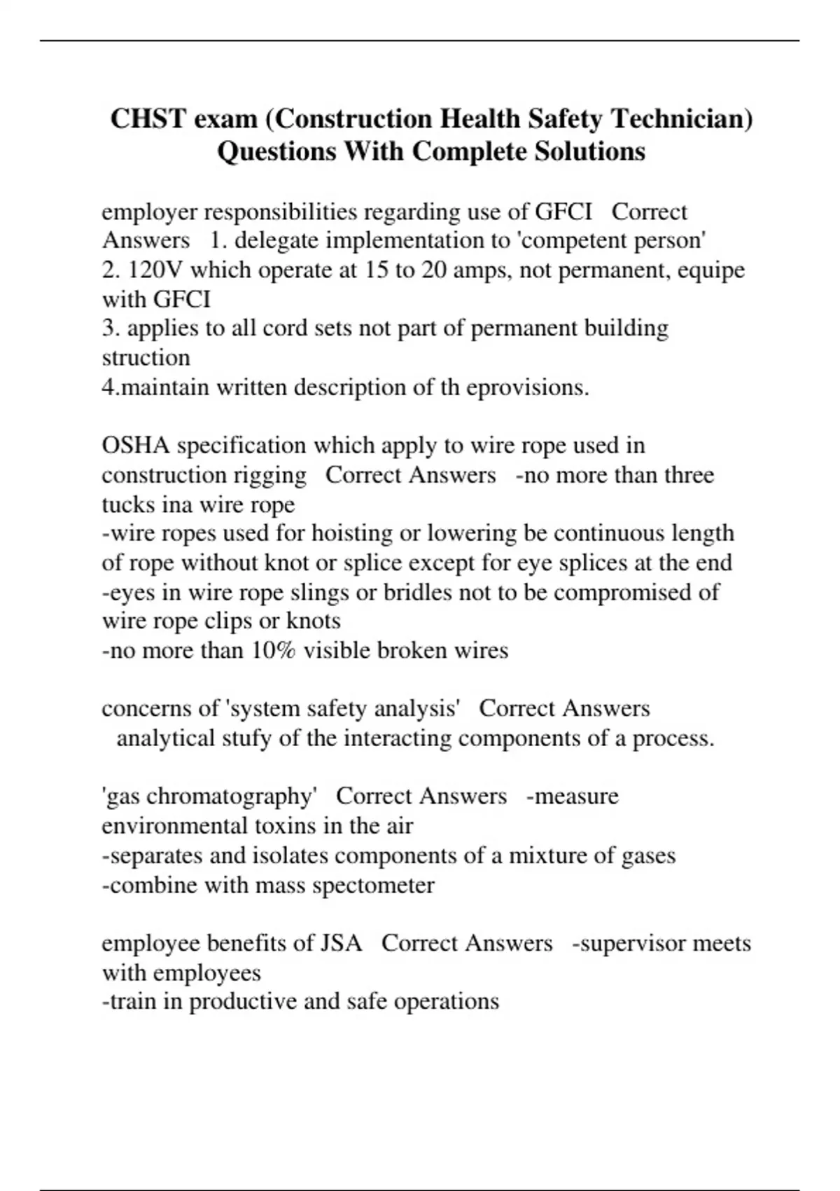 CHST exam (Construction Health Safety Technician) Questions With ...