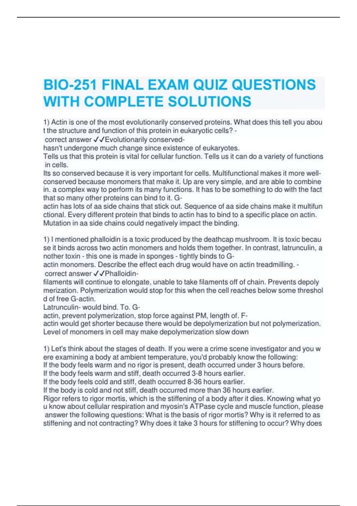 BIO-251 FINAL EXAM QUIZ QUESTIONS WITH COMPLETE SOLUTIONS - BIOS 251 ...