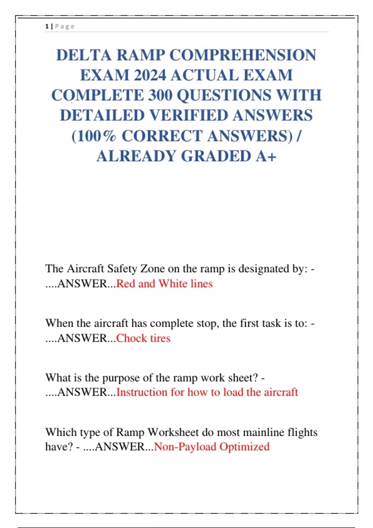 DELTA RAMP COMPREHENSION EXAM 2024 ACTUAL EXAM COMPLETE 300 QUESTIONS ...