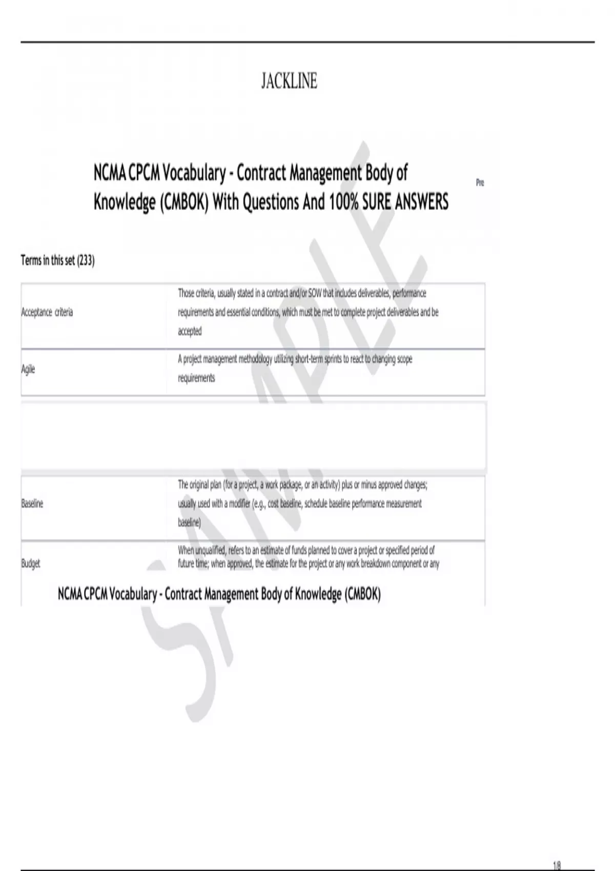NCMA CPCM Vocabulary - Contract Management Body of Knowledge (CMBOK ...