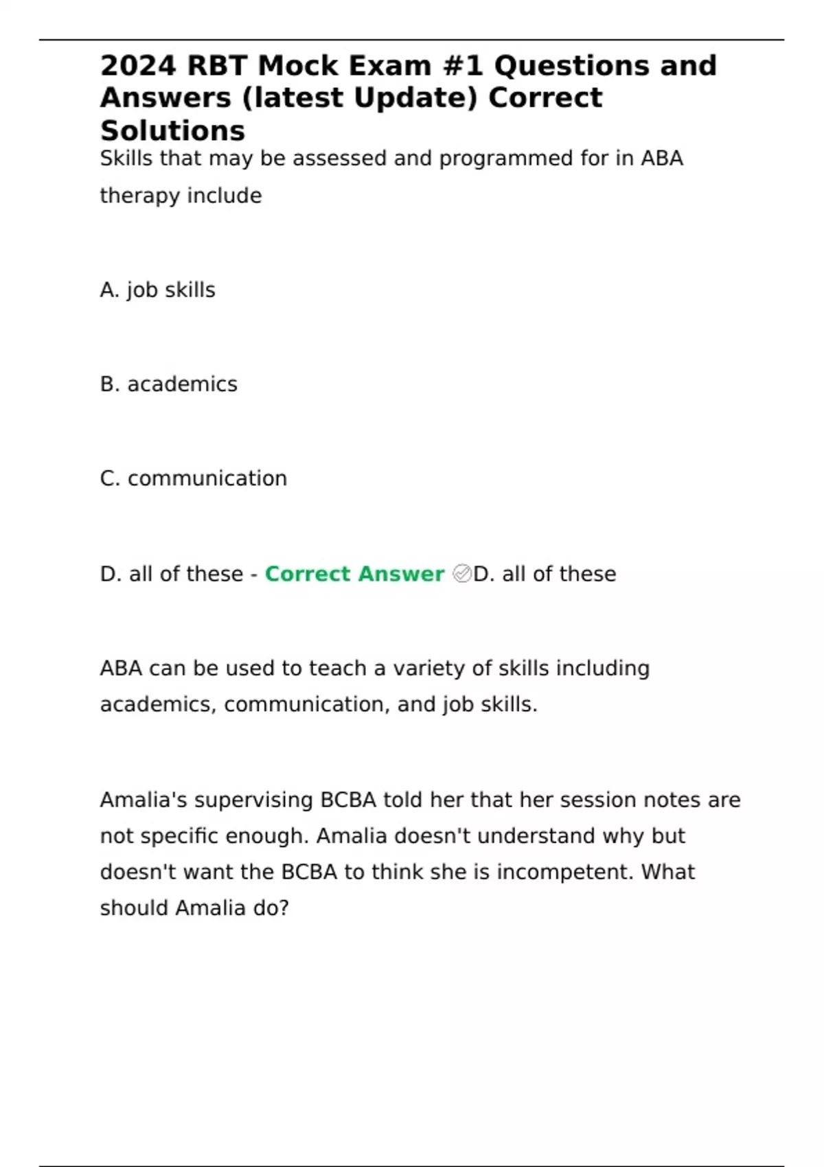 2024 RBT Mock Exam 1 Questions and Answers (latest Update) - 2024 RBT ...