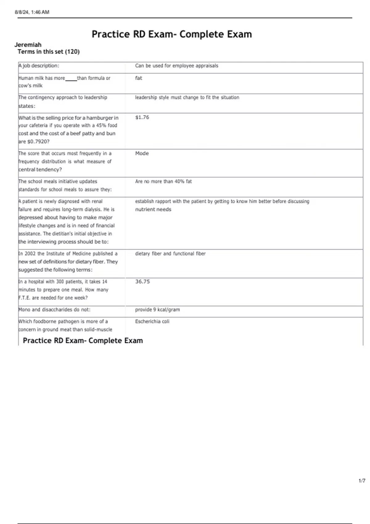 Practice RD Exam- Complete Exam Terms in this set (120) A job ...