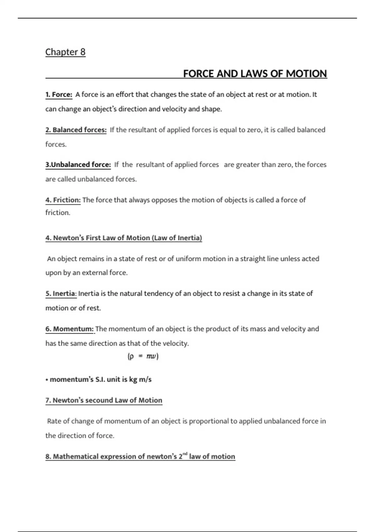 force and law of motion - Physics - Stuvia US