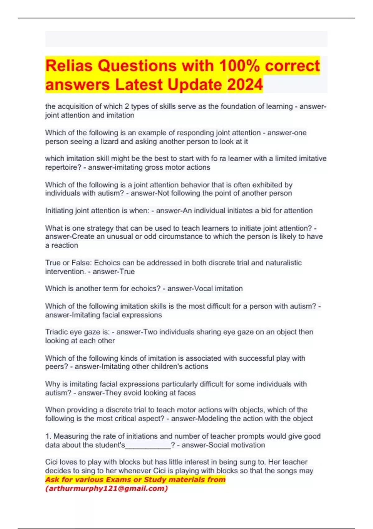 Relias Questions with 100% correct answers Latest Update 2024 - RN ...