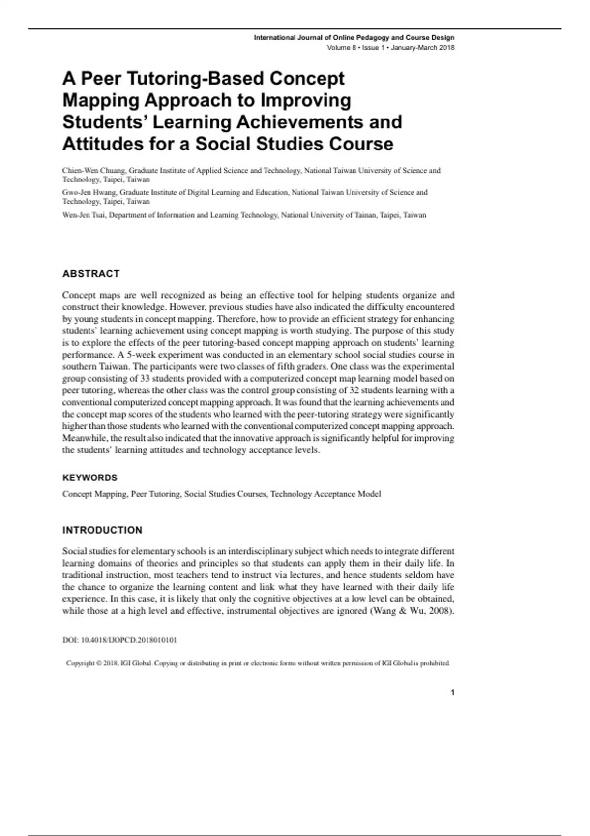 A Peer Tutoring-Based Concept Mapping Approach to Improving Students ...