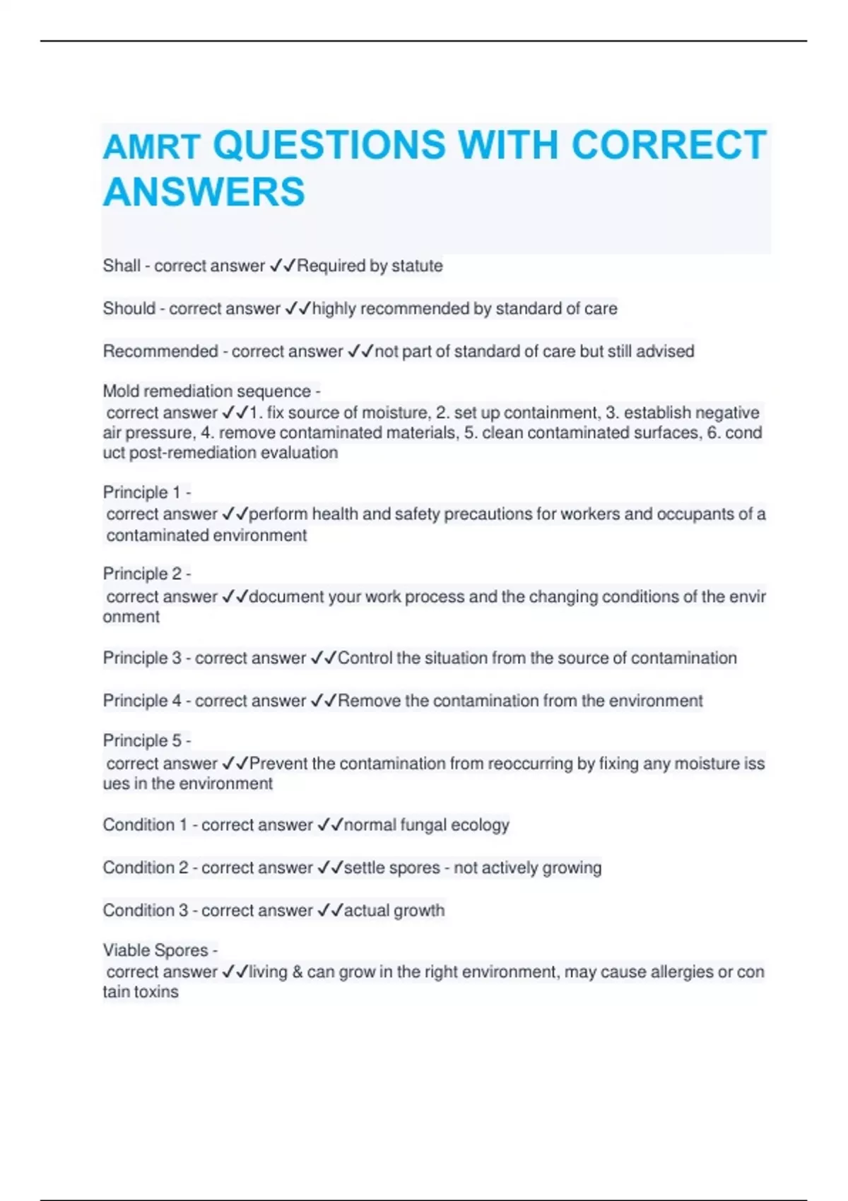 AMRT QUESTIONS WITH CORRECT ANSWERS - AMRT - Stuvia US