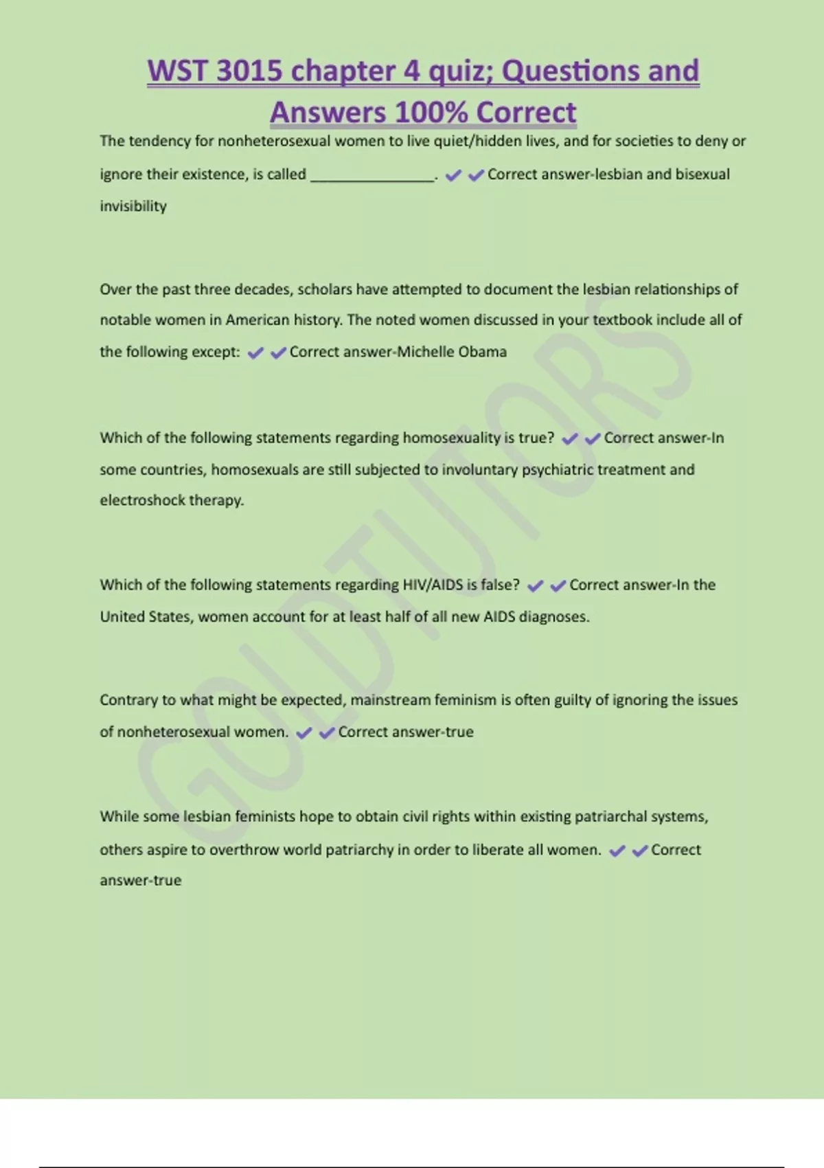 WST 3015 chapter 4 quiz; Questions and Answers 100% Correct - WST 3015 - Stuvia US