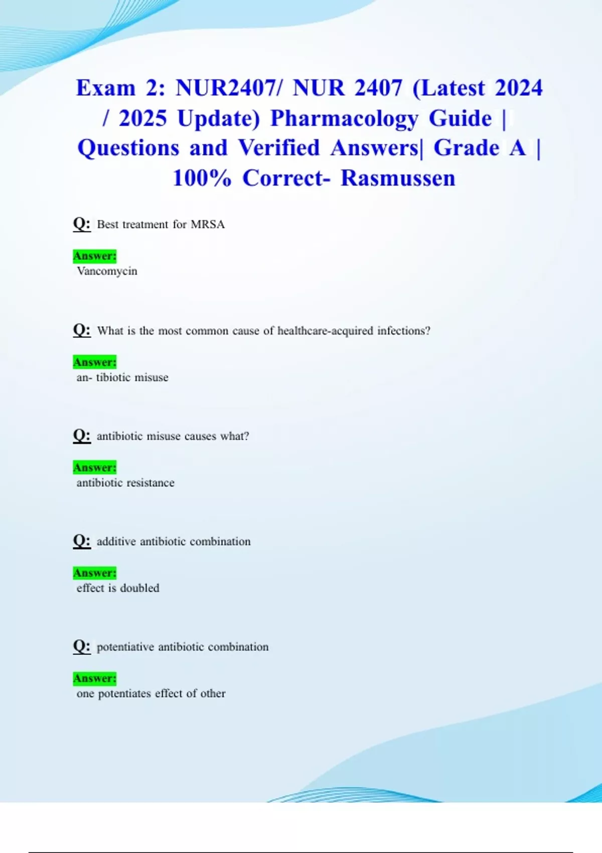 Exam 2: NUR2407/ NUR 2407 (Latest 2024/ 2025 Updates STUDY BUNDLE WITH ...
