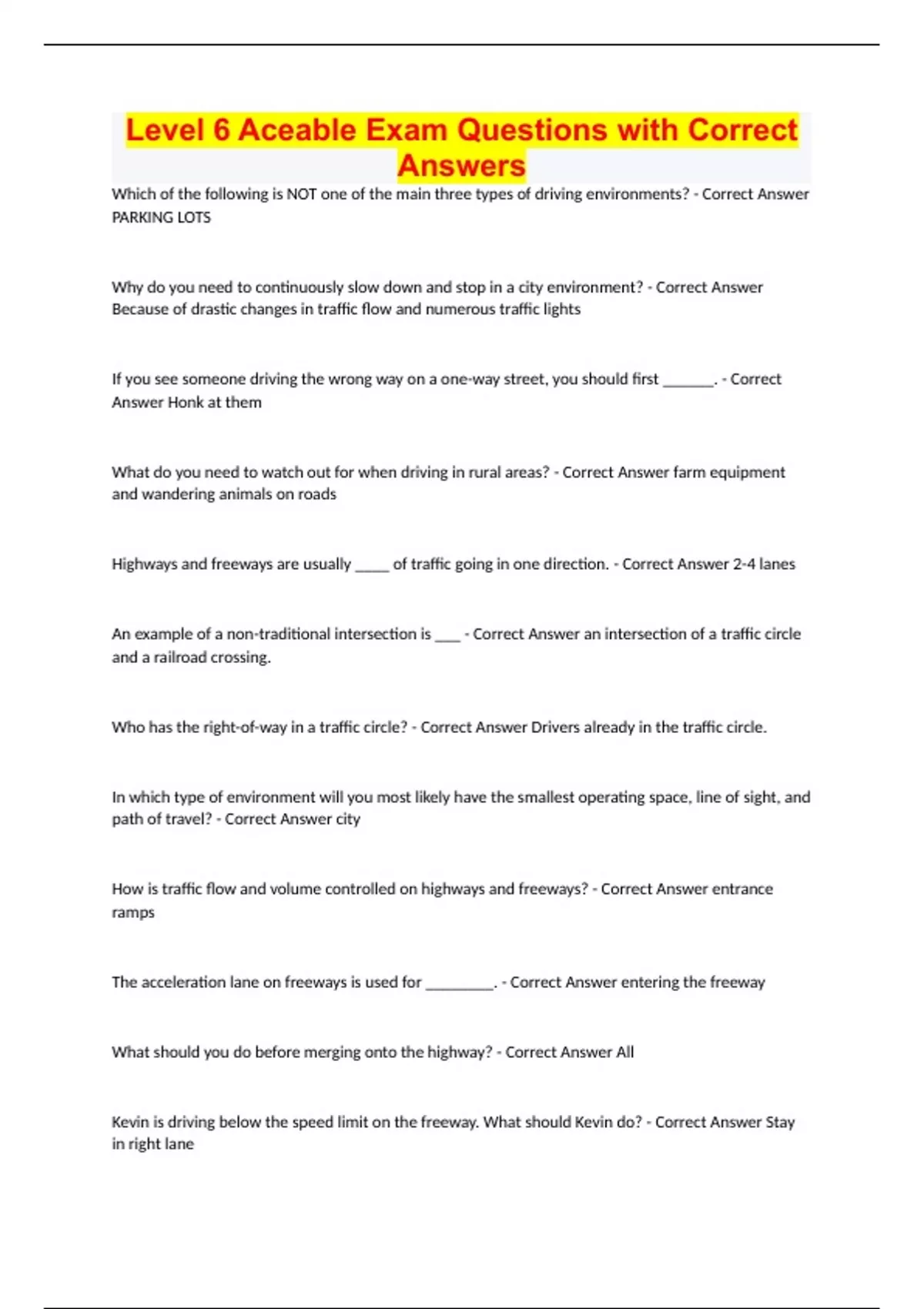 Level 6 Aceable Exam Questions with Correct Answers - Aceable - Stuvia US