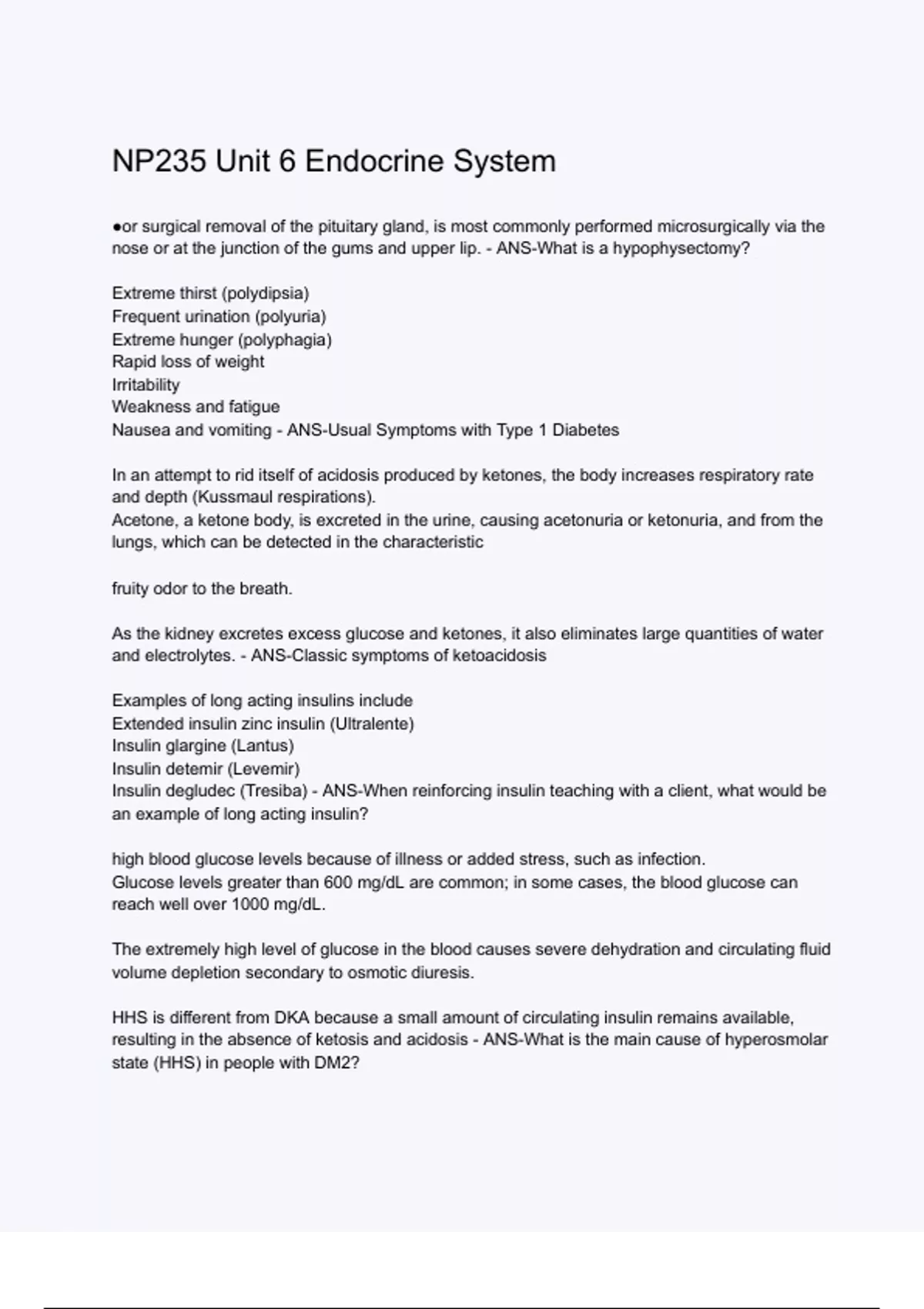 NP235 Unit 6 Endocrine System (1). Questions & 100% Verified Correct ...
