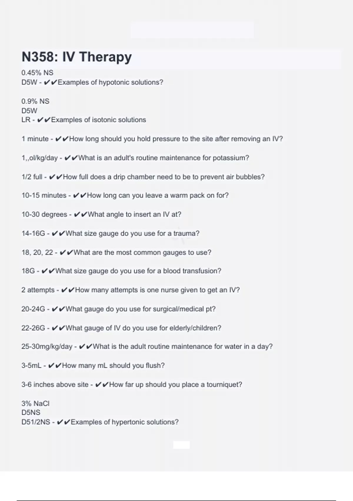 N358 IV Therapy Questions &Exam (elaborations) answers 100% ...