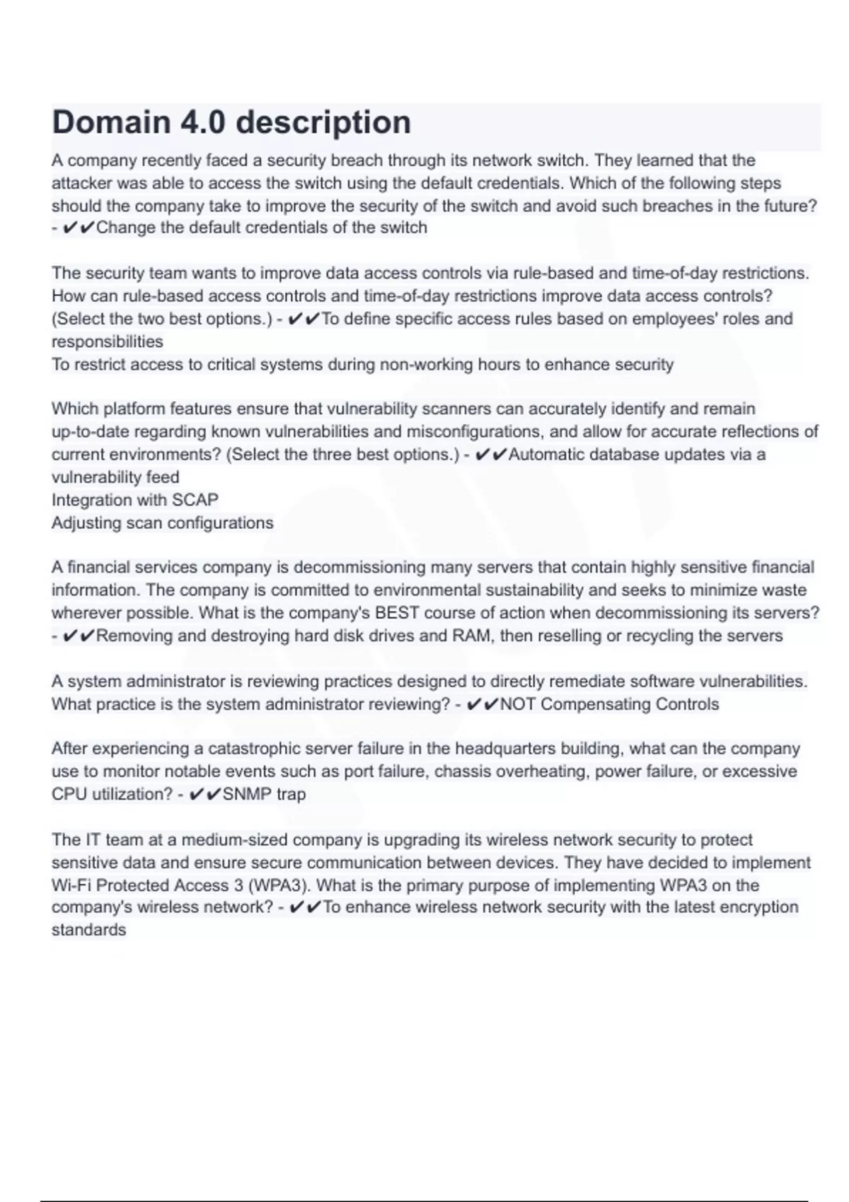 Domain 4.0 description Questions &Exam (elaborations) answers 100% ...