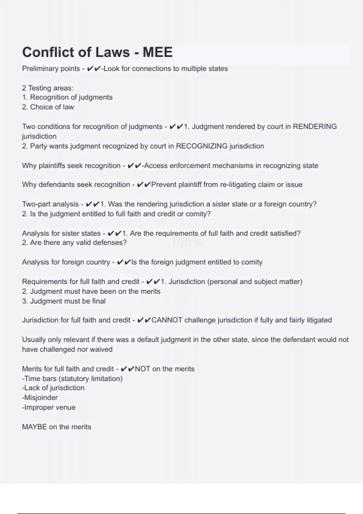 Conflict of Laws - MEE Questions &Exam (elaborations) answers 100% ...