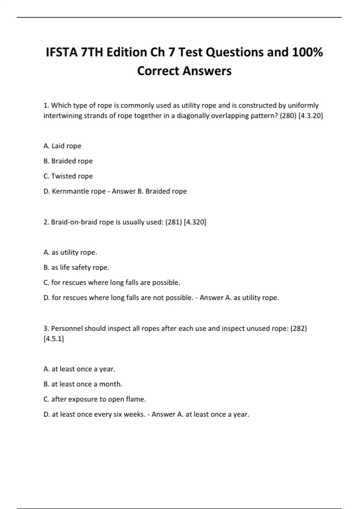 IFSTA 7TH Edition Ch 7 Test Questions and 100% Correct Answers - IFSTA ...